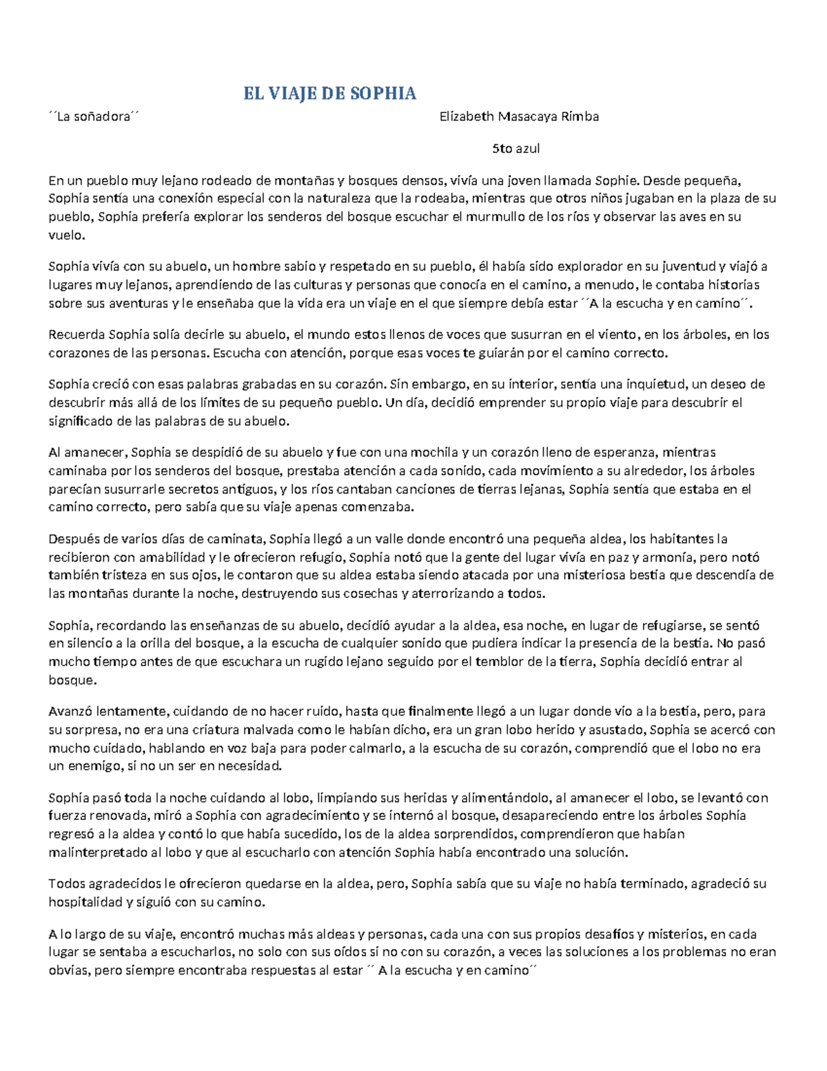 EL Viaje DE Sophia - ensayo - EL VIAJE DE SOPHIA ́ ́La soñadora ́ ́ ...