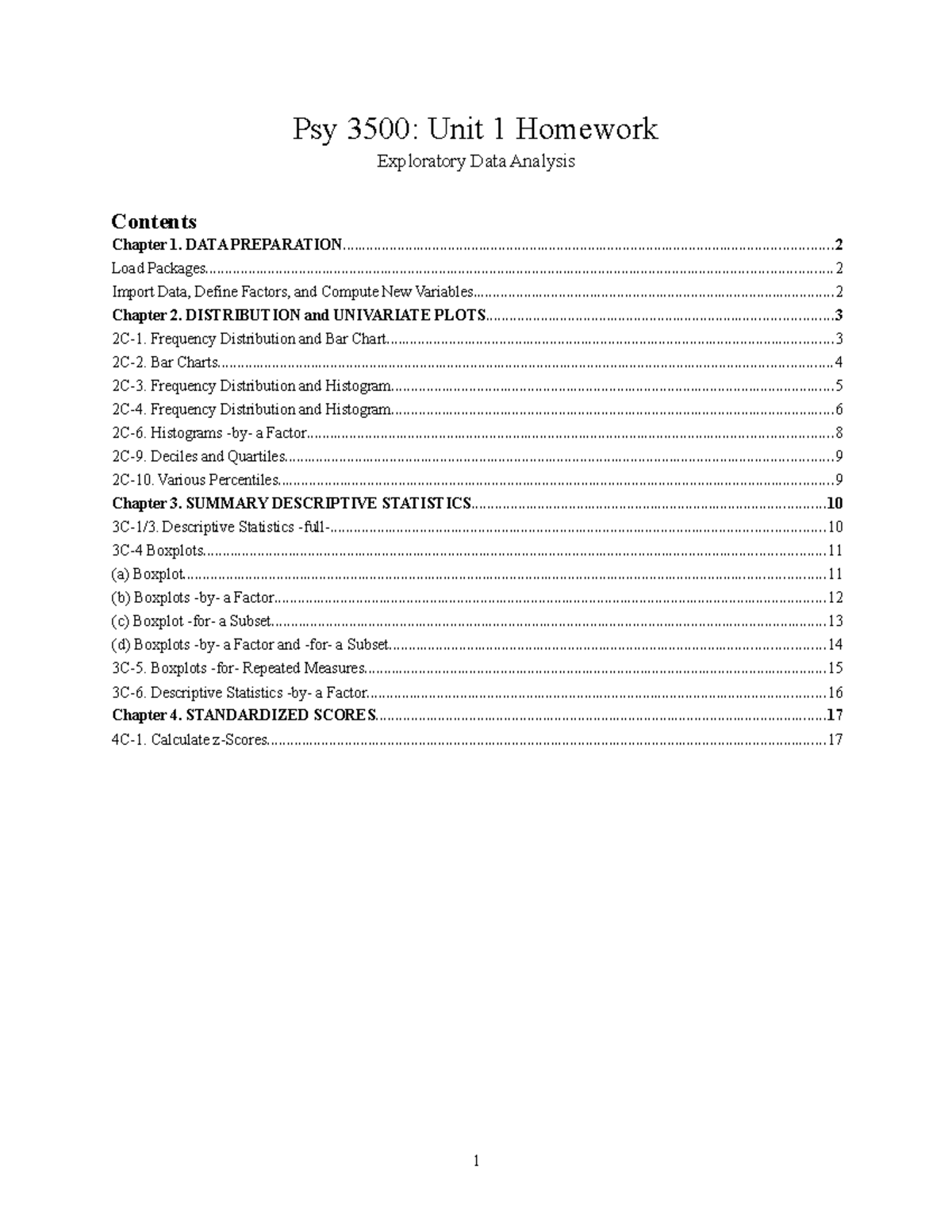 Psy 3500 Unit 1 Assignments Practice Psy 3500 Unit 1 Homework