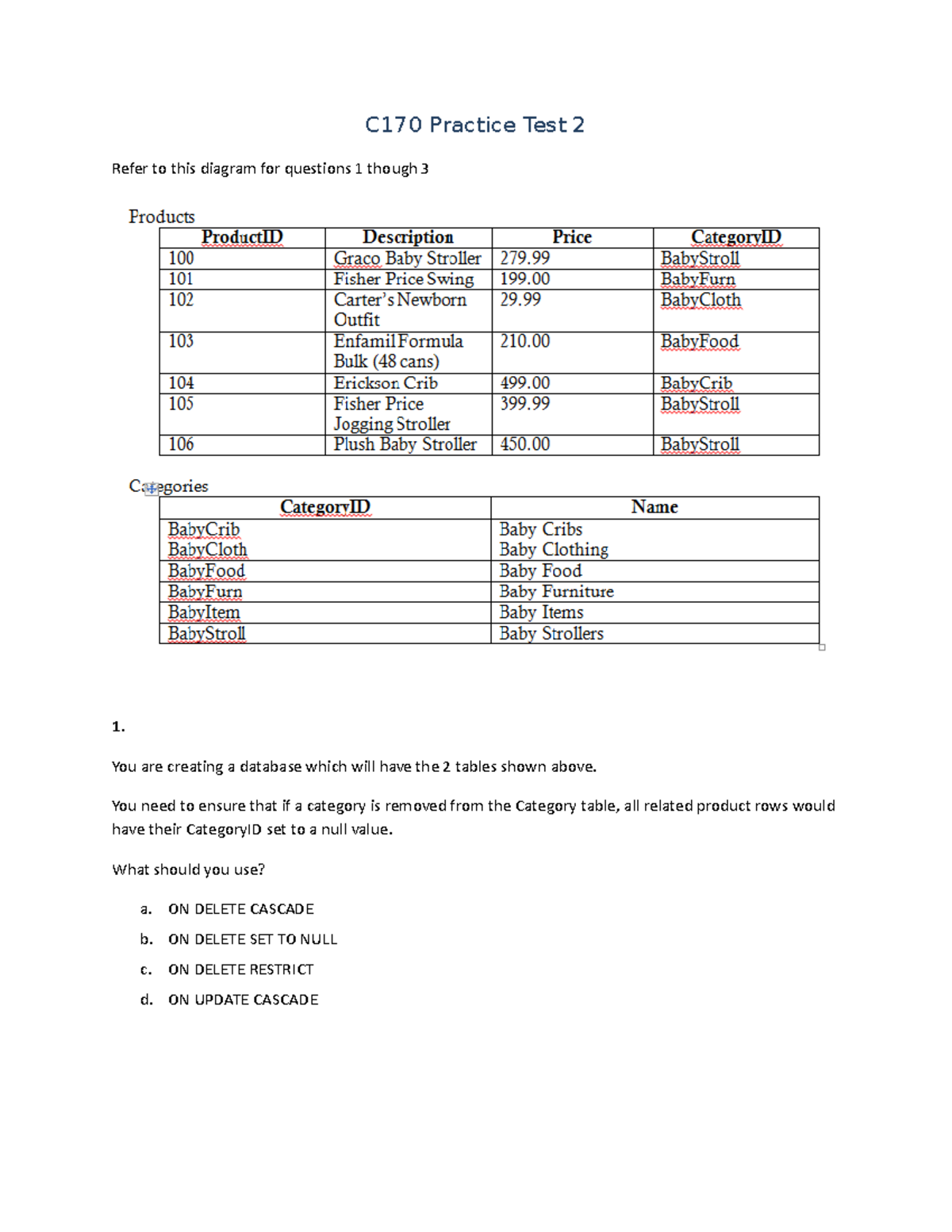 C170 Practice Test 2 with Answer Key - C170 Practice Test 2 Refer to ...
