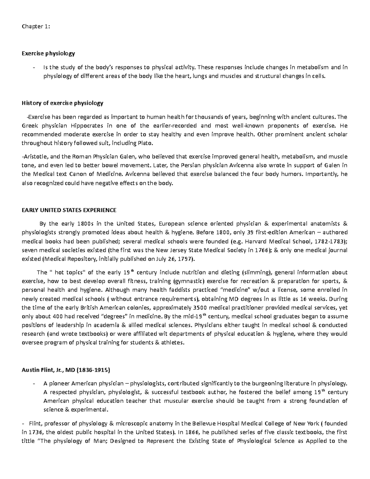 Chapter-1 - test - Chapter 1: Exercise physiology Is the study of the ...