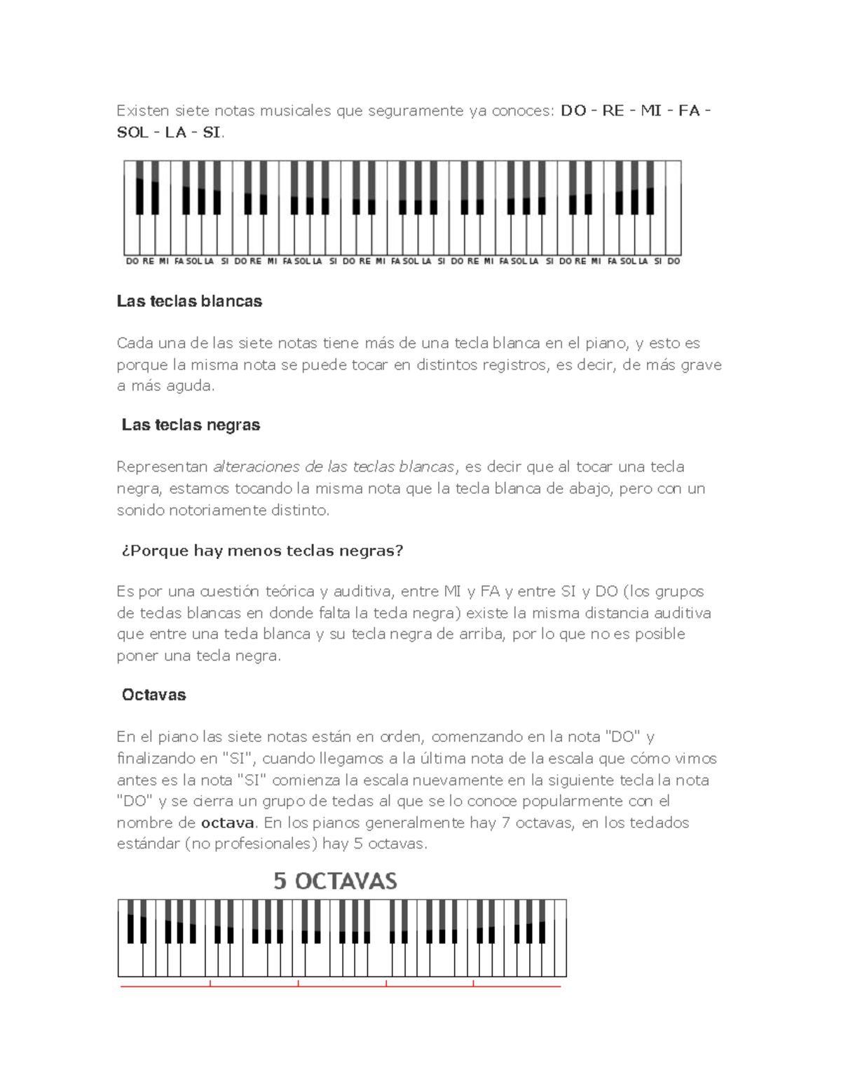 Clase # 1 (1) - iniciación a la música - Existen siete notas musicales ...
