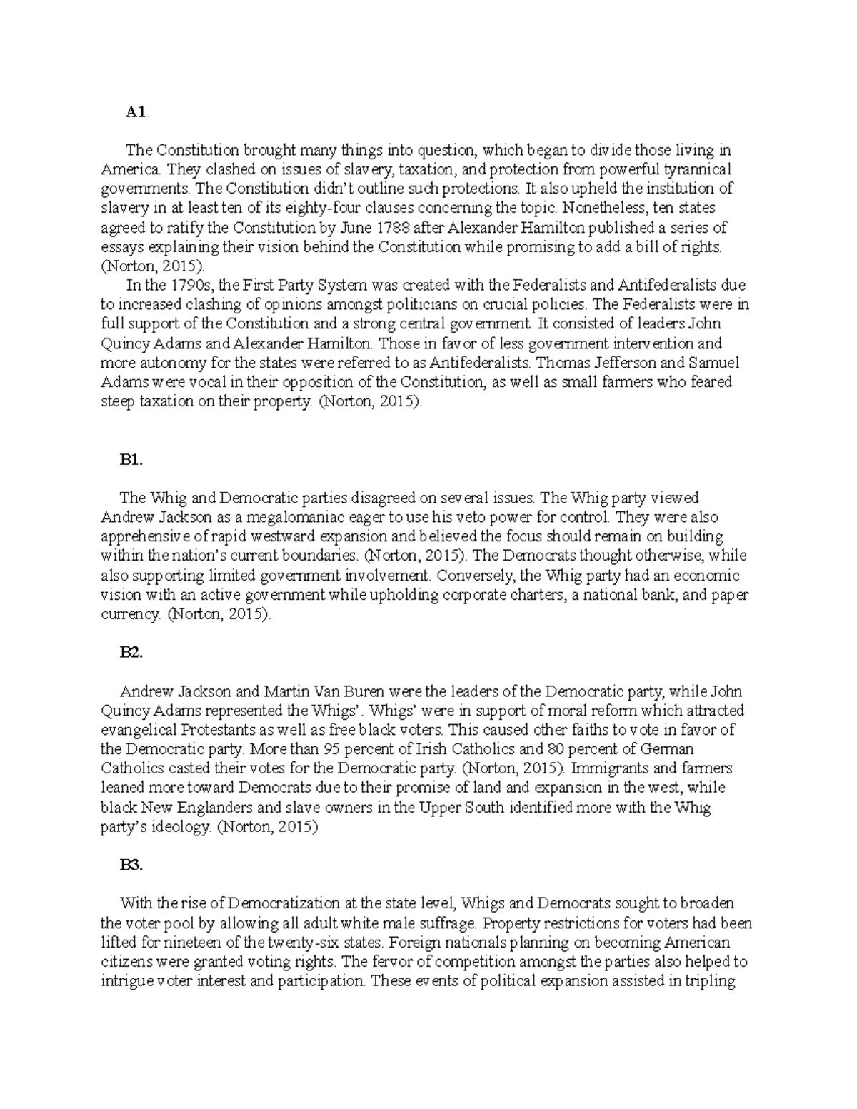 Survey of United States History C121 - Task 2 - A. The Constitution ...