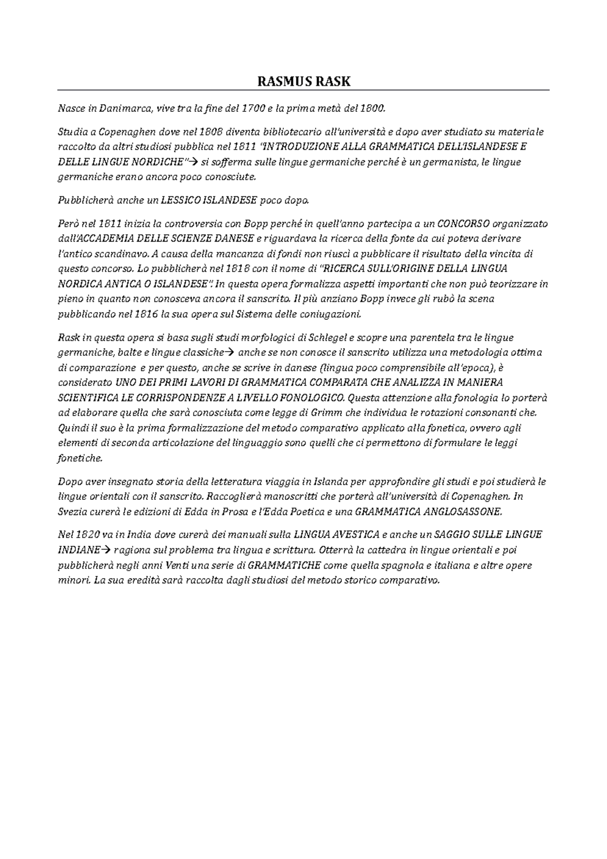 Rasmus RASK - RASMUS RASK Nasce in Danimarca, vive tra la fine del 1700 ...