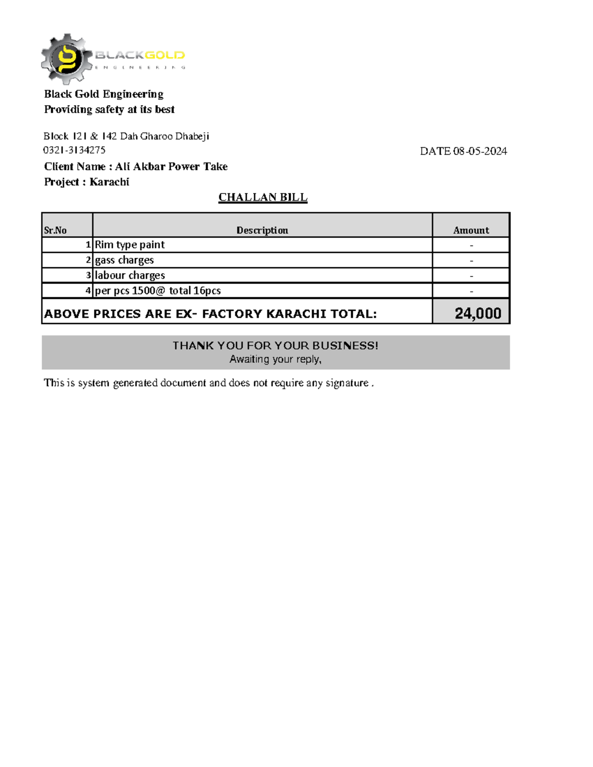 Challan BILL - ASDASDASD - Black Gold Engineering Providing safety at ...