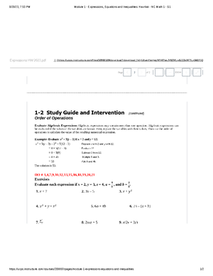 Unit 3 Pre Algebra Study Guide - Expressions and Variables Definition ...