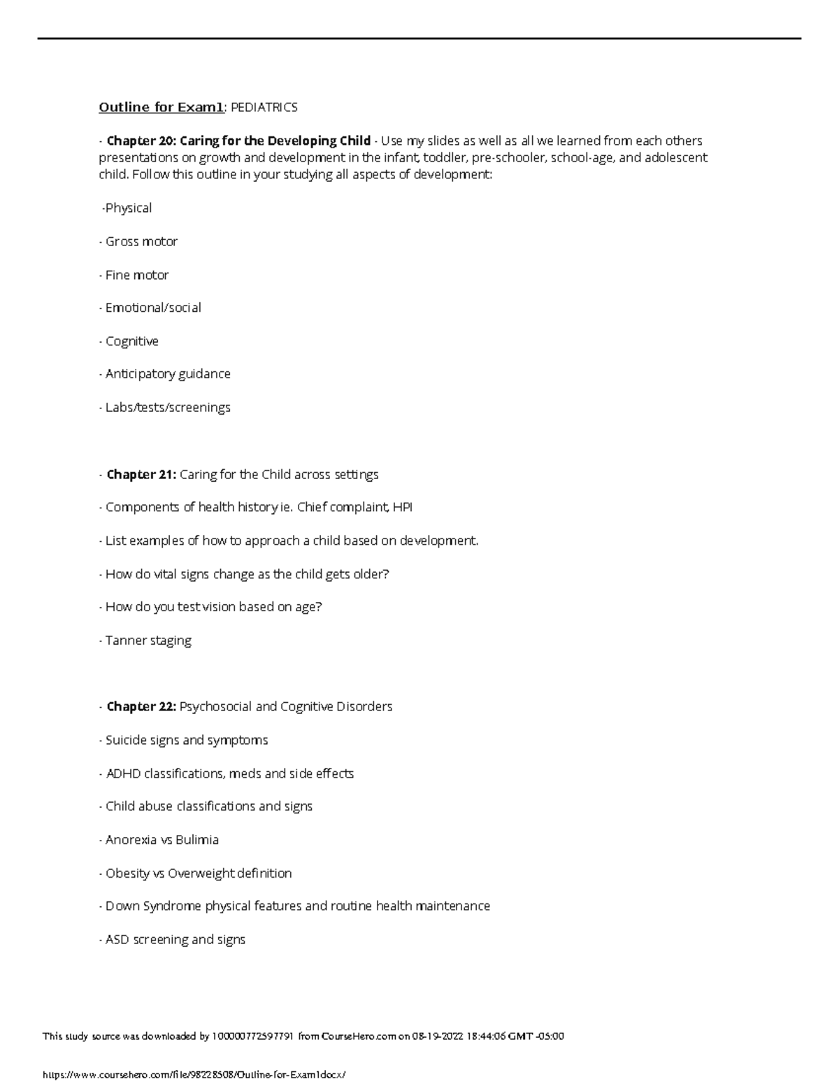 Outline for Exam1 - Follow this outline in your studying all aspects of ...