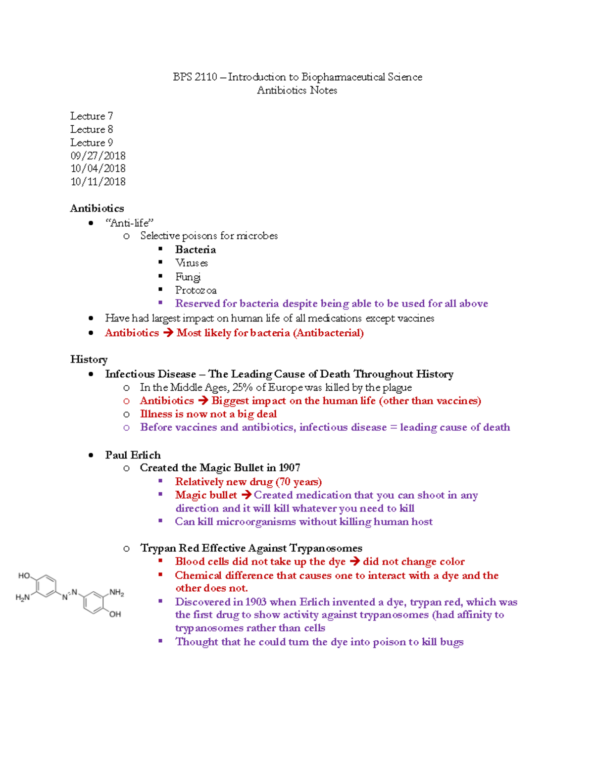 Topic 4 - Antibiotics Notes pdf - BPS 2110 – Introduction to ...