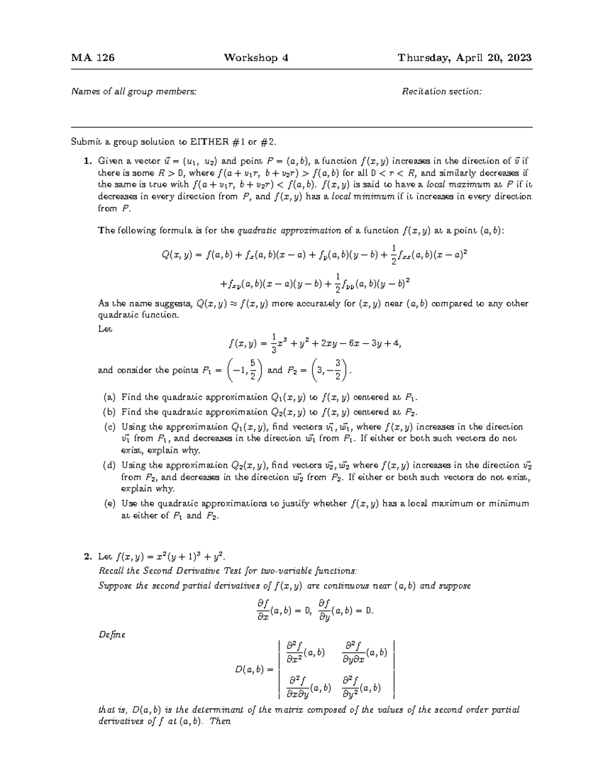 Ma126-23S2-ws4 - weekly practice problems for each lesson - MA 126 ...