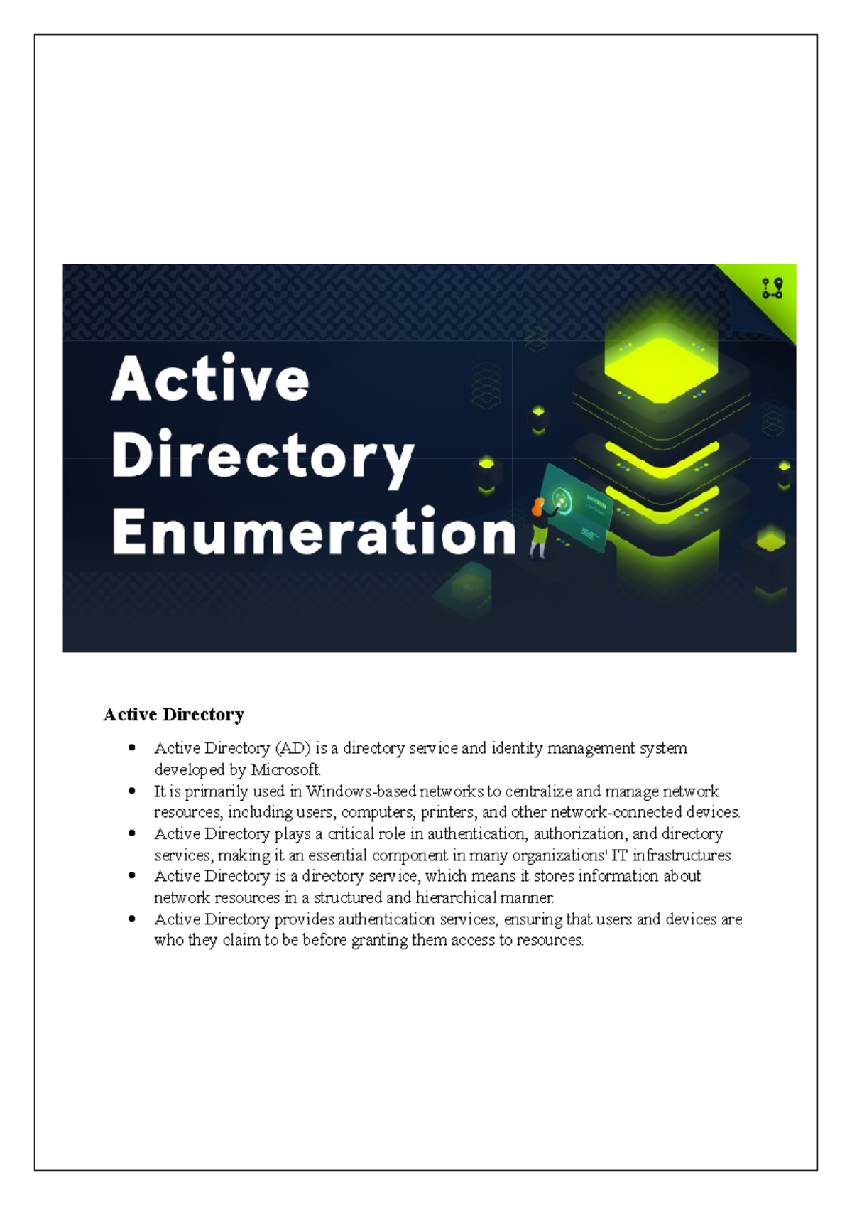 Active Directory - It is primarily used in Windows-based networks to ...