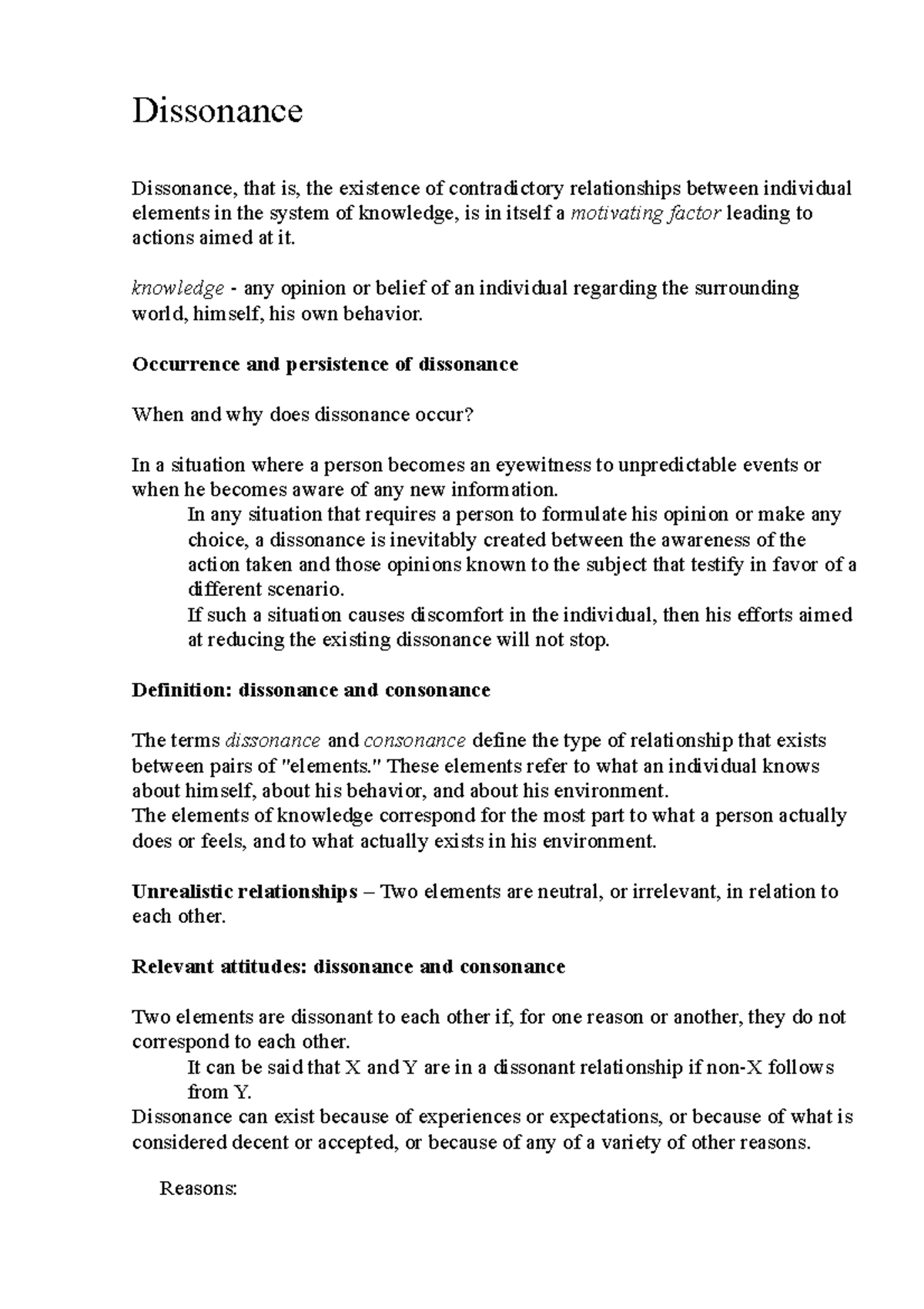 Dissonance аnd its features - Dissonance Dissonance, that is, the ...