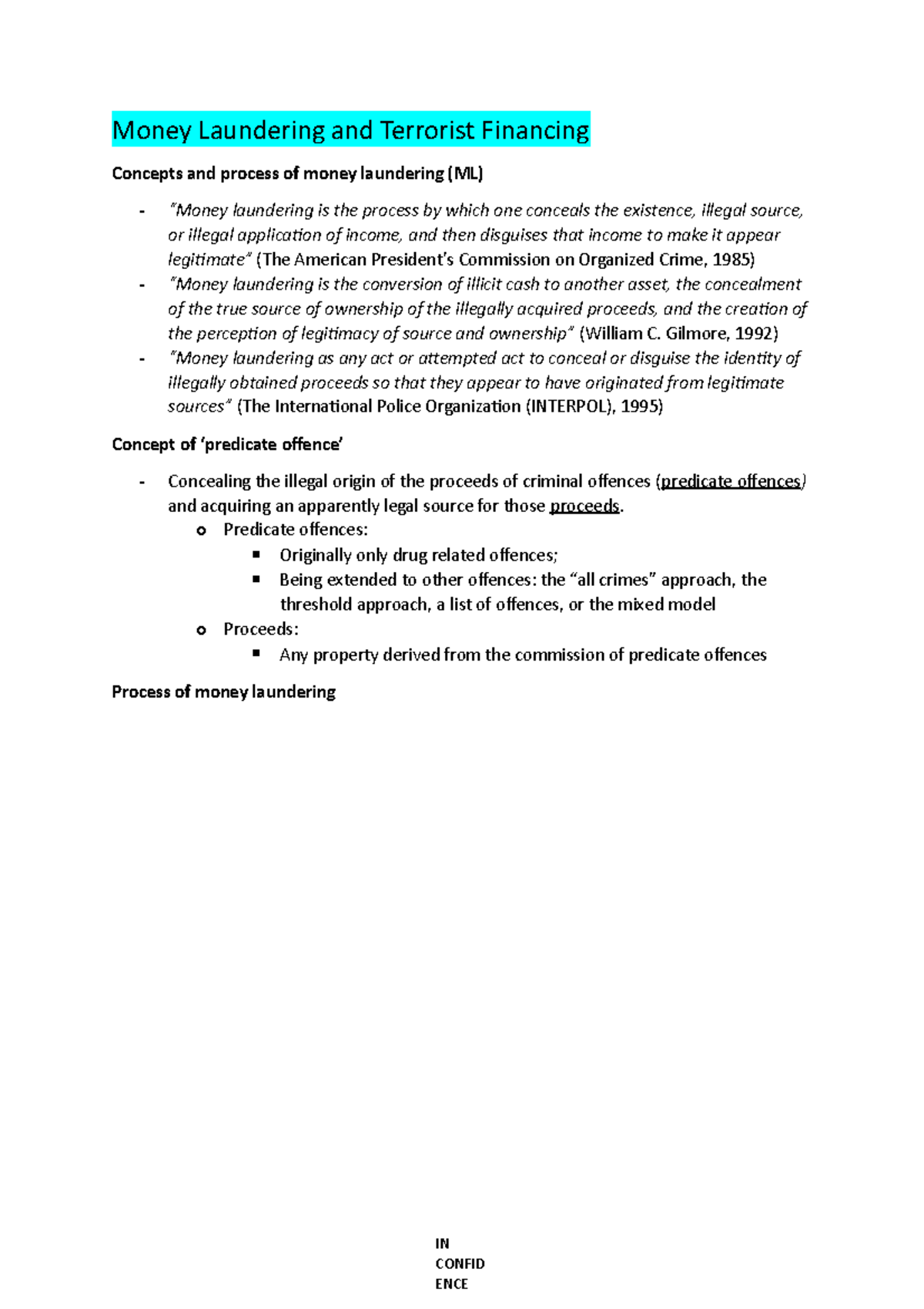 Money Laundering and Terrorist Financing Notes - Money Laundering and ...