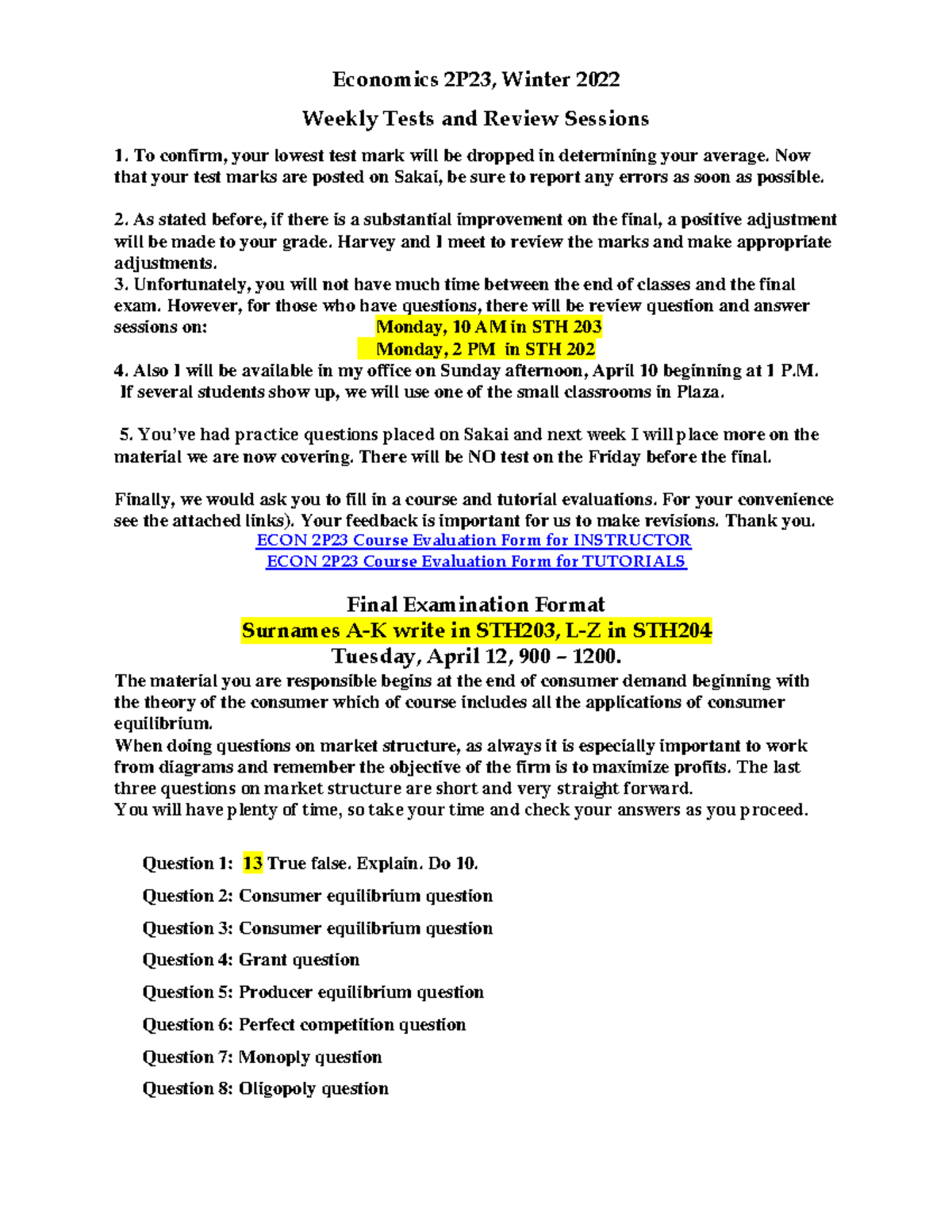 Format final 2022 winter - Economics 2P23, Winter 2022 Weekly Tests and ...