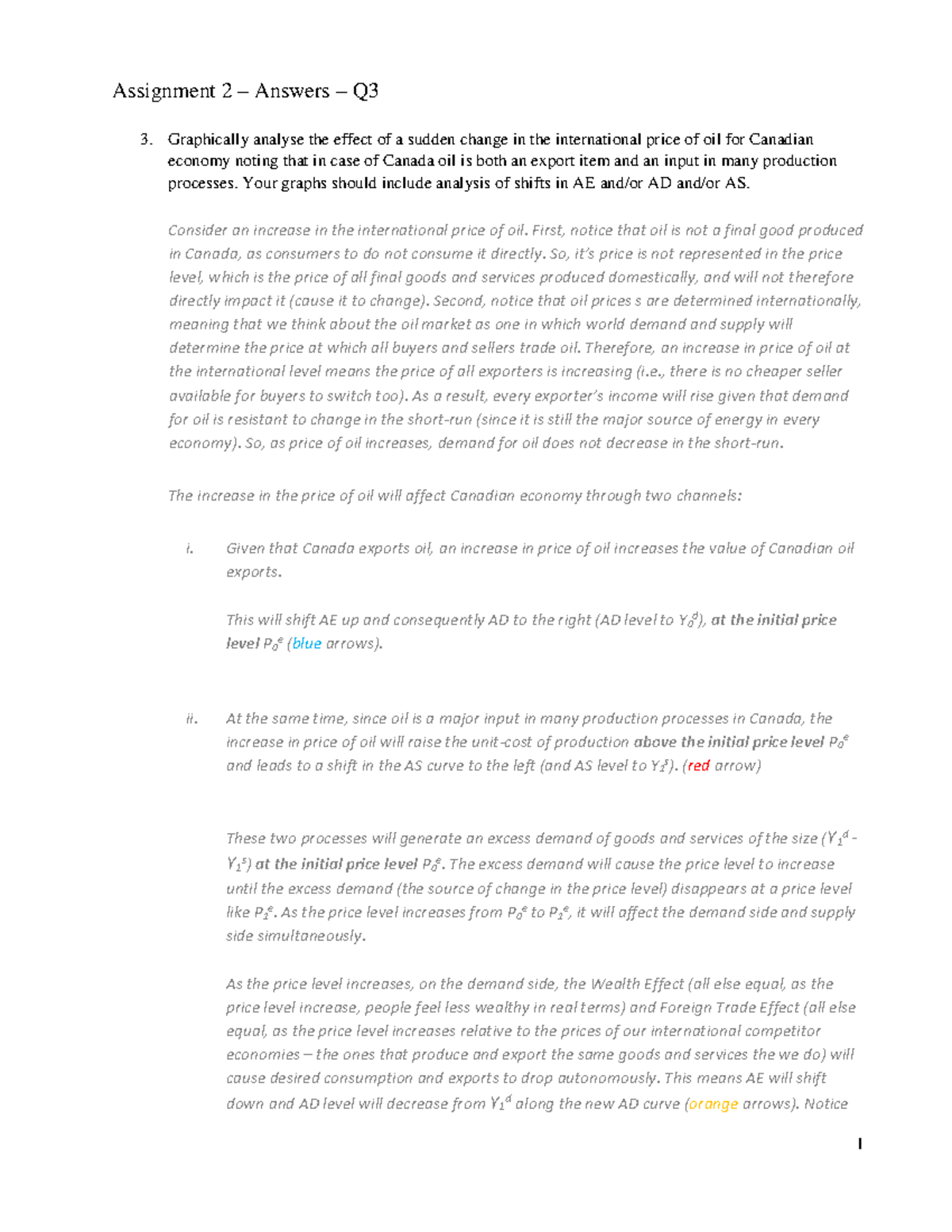 Assignment 2 - Answers - 1 Assignment 2 – Answers – Q Graphically analyse the effect of a sudden ...