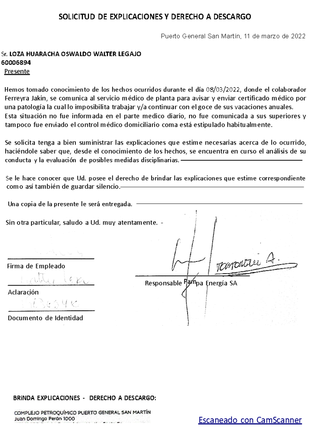 Sanción Disciplinaria - Sin otra particular, saludo a Ud. muy ...