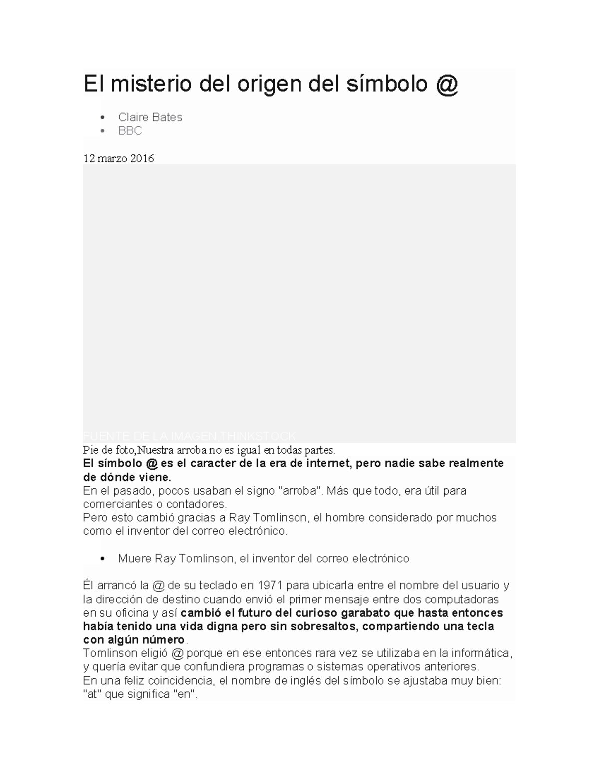 El misterio del origen del símbolo - El símbolo @ es el caracter de la ...