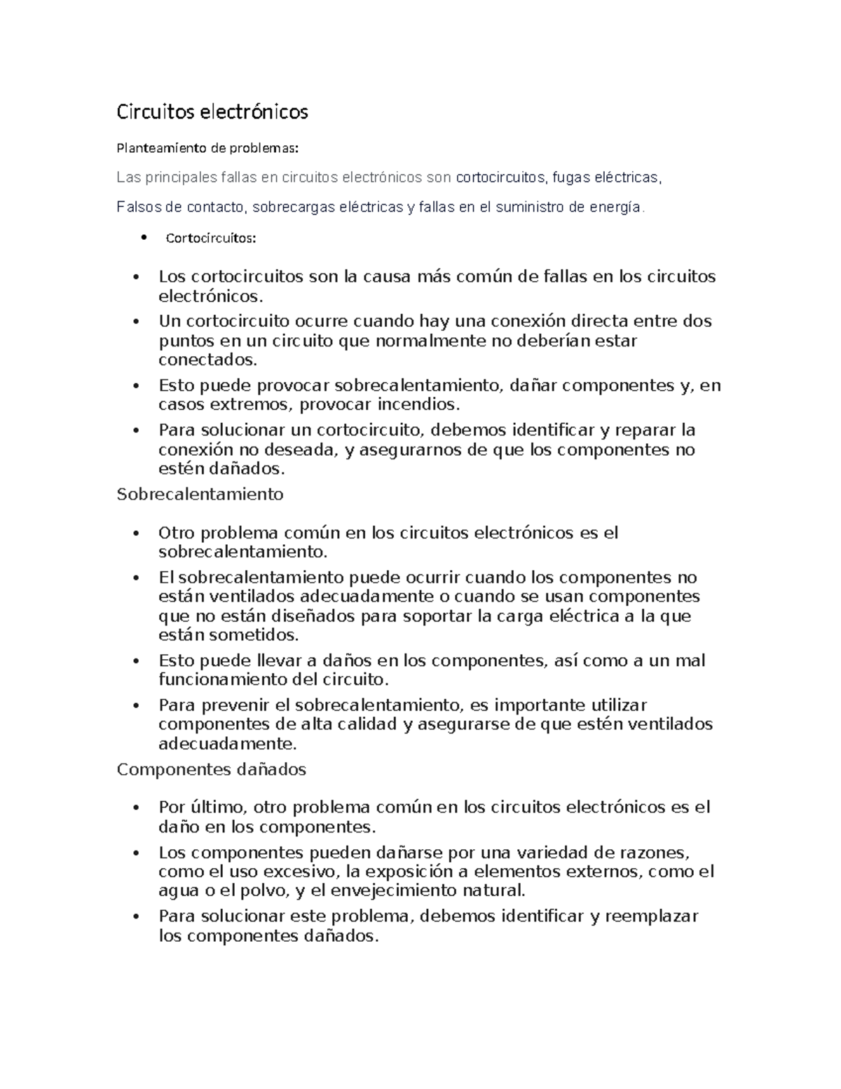 Circuitos electrónicos - Circuitos electrónicos Planteamiento de problemas: Las principales ...