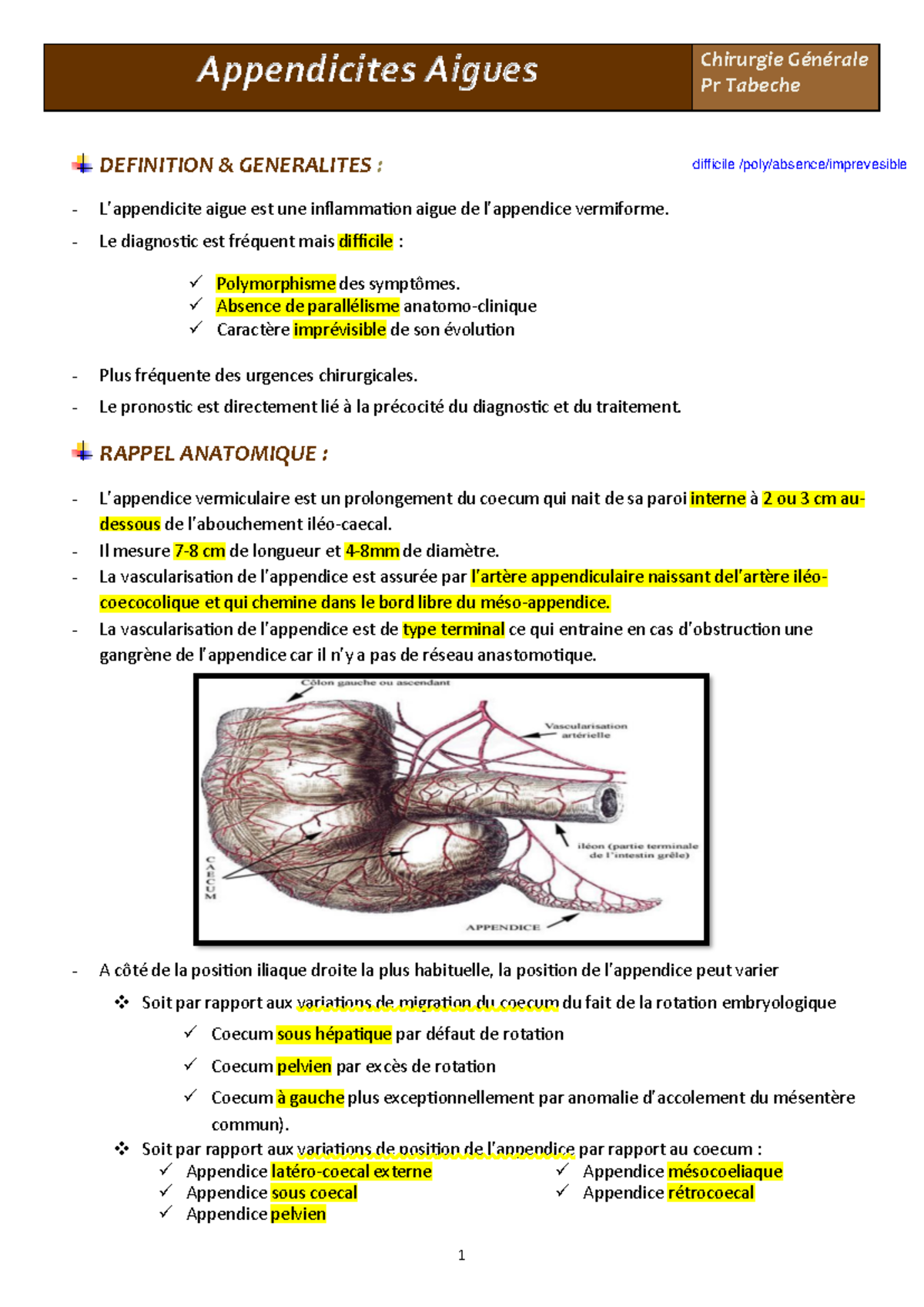 1.Appendicites Aigues - DEFINITION & GENERALITES : - L’appendicite ...