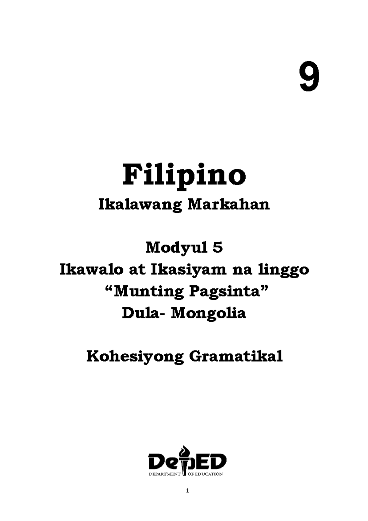 5 Q2 FIL L8&9 - Please to note all of this - 9 Filipino Ikalawang Markahan Modyul 5 Ikawalo at ...