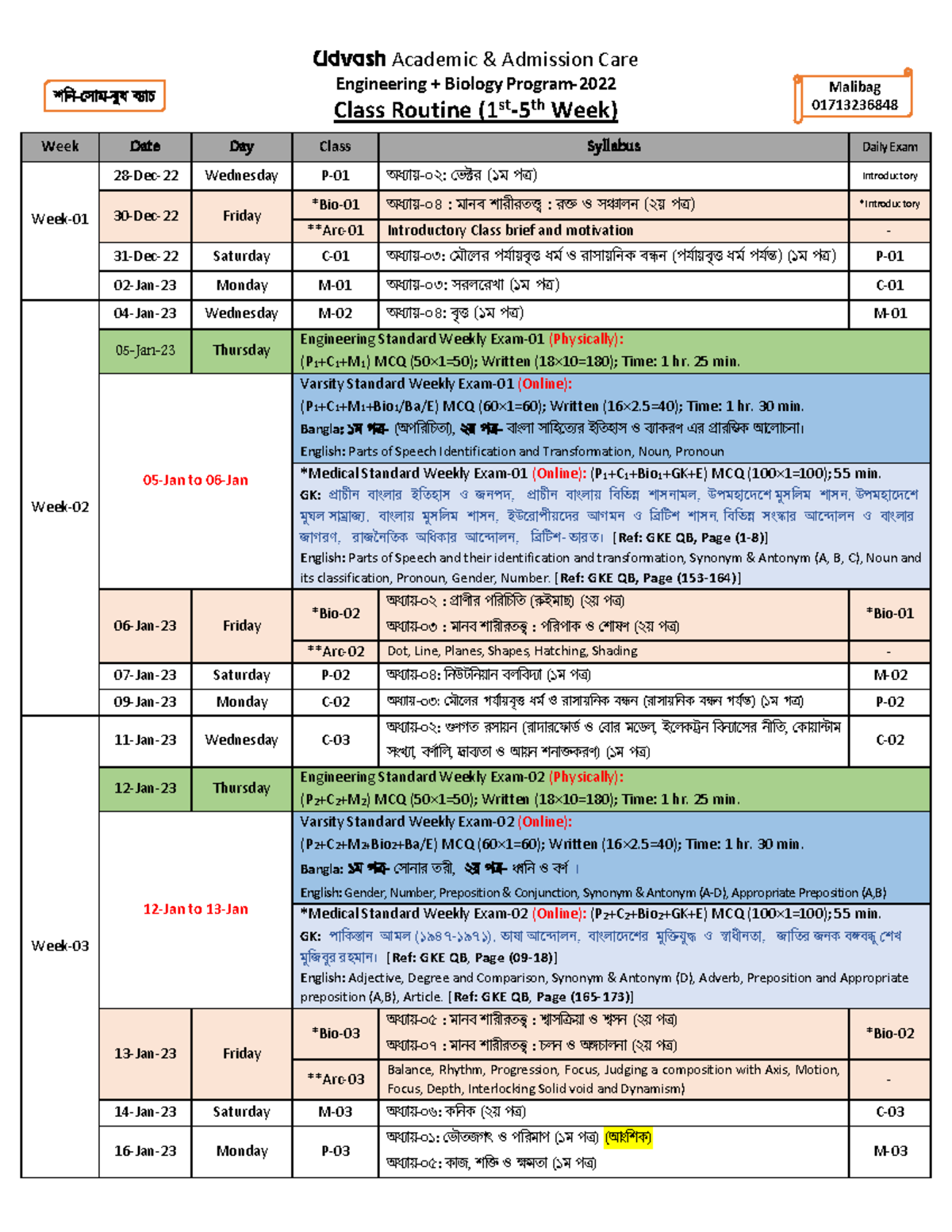 BVMalibagh - Udvash Academic & Admission Care Engineering + Biology ...