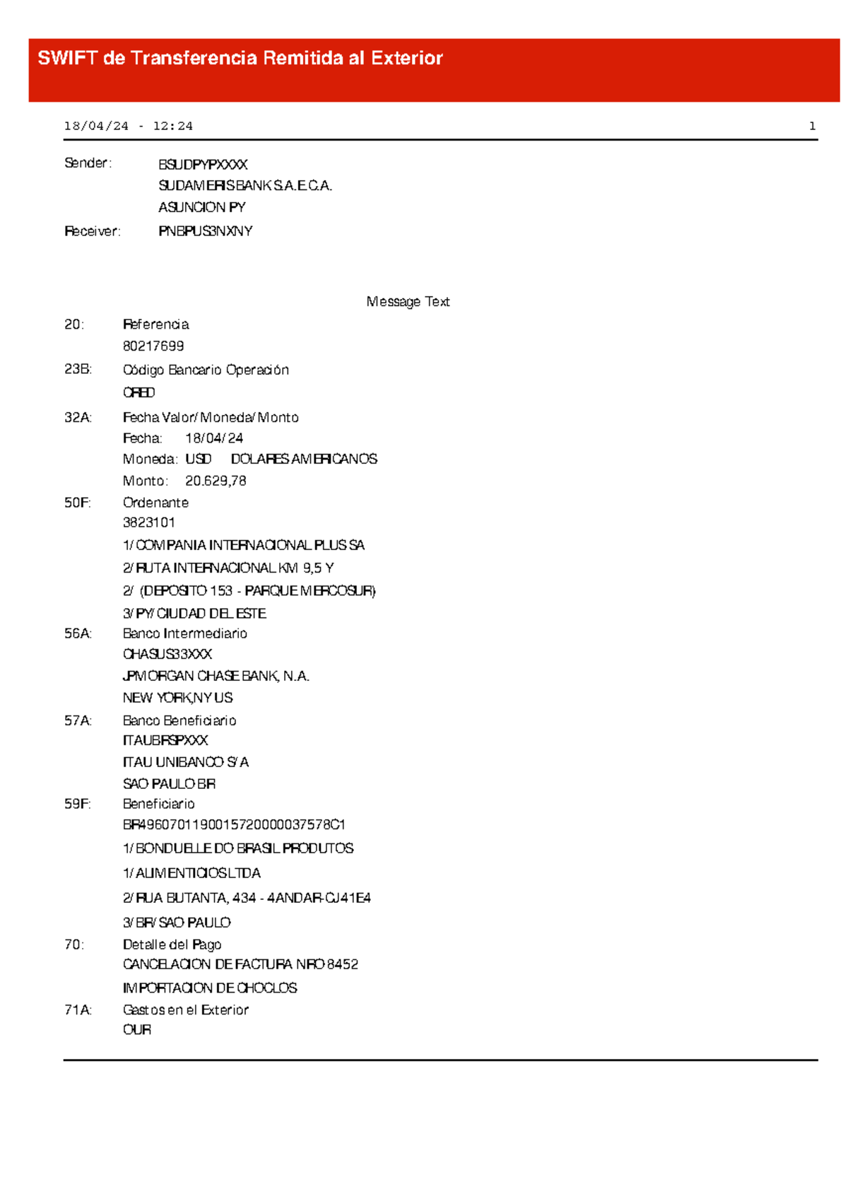 25543429 202404181625027815 - SWIFT de Transferencia Remitida al ...