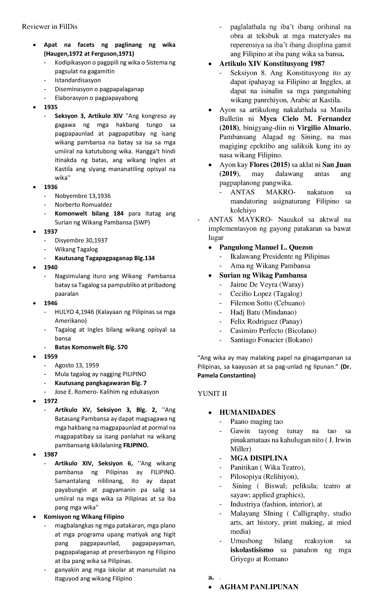 Reviewer in Fil Dis - Reviewer in FilDis • Apat na facets ng paglinang ...