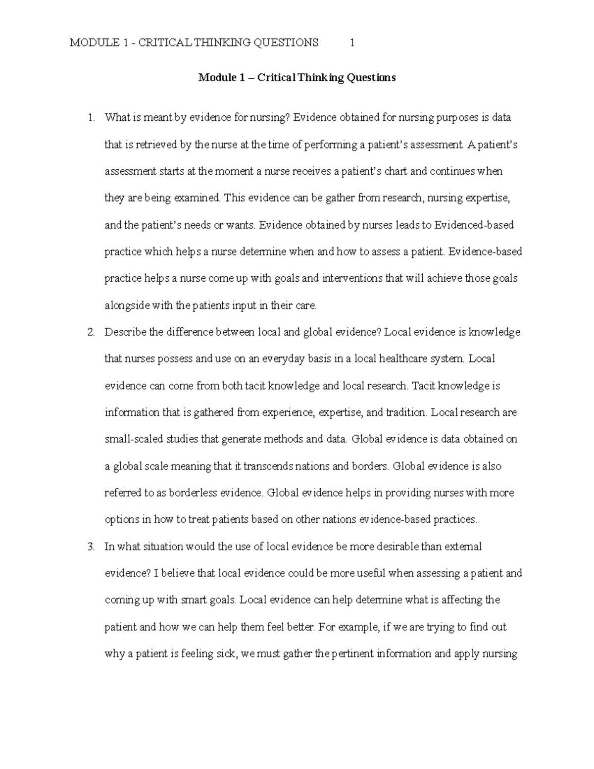 Critical Thinking Exercise - The Researcher - revised - MODULE 1 ...