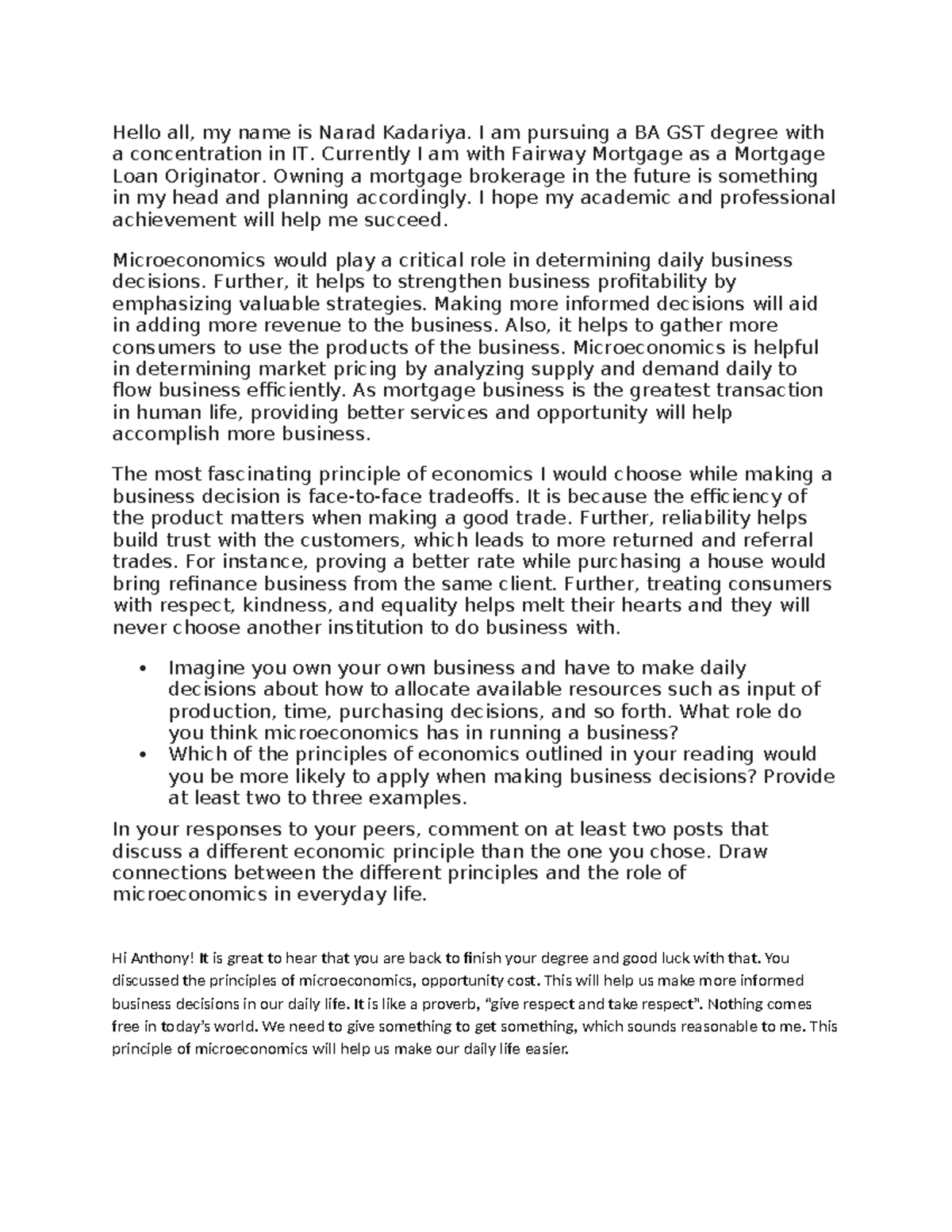 ECO 201 Discussion 1-1 - Hello all, my name is Narad Kadariya. I am ...