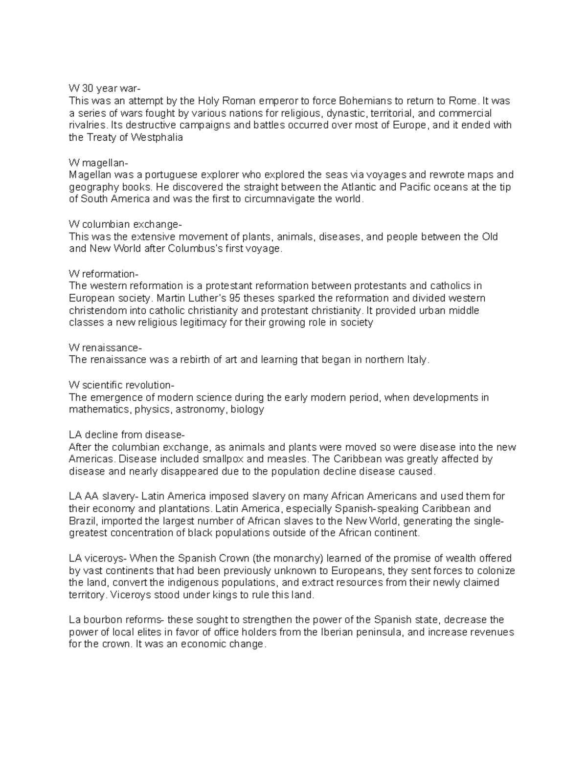 W 30 year war - any notes regarding atrophy - W 30 year war- This was ...