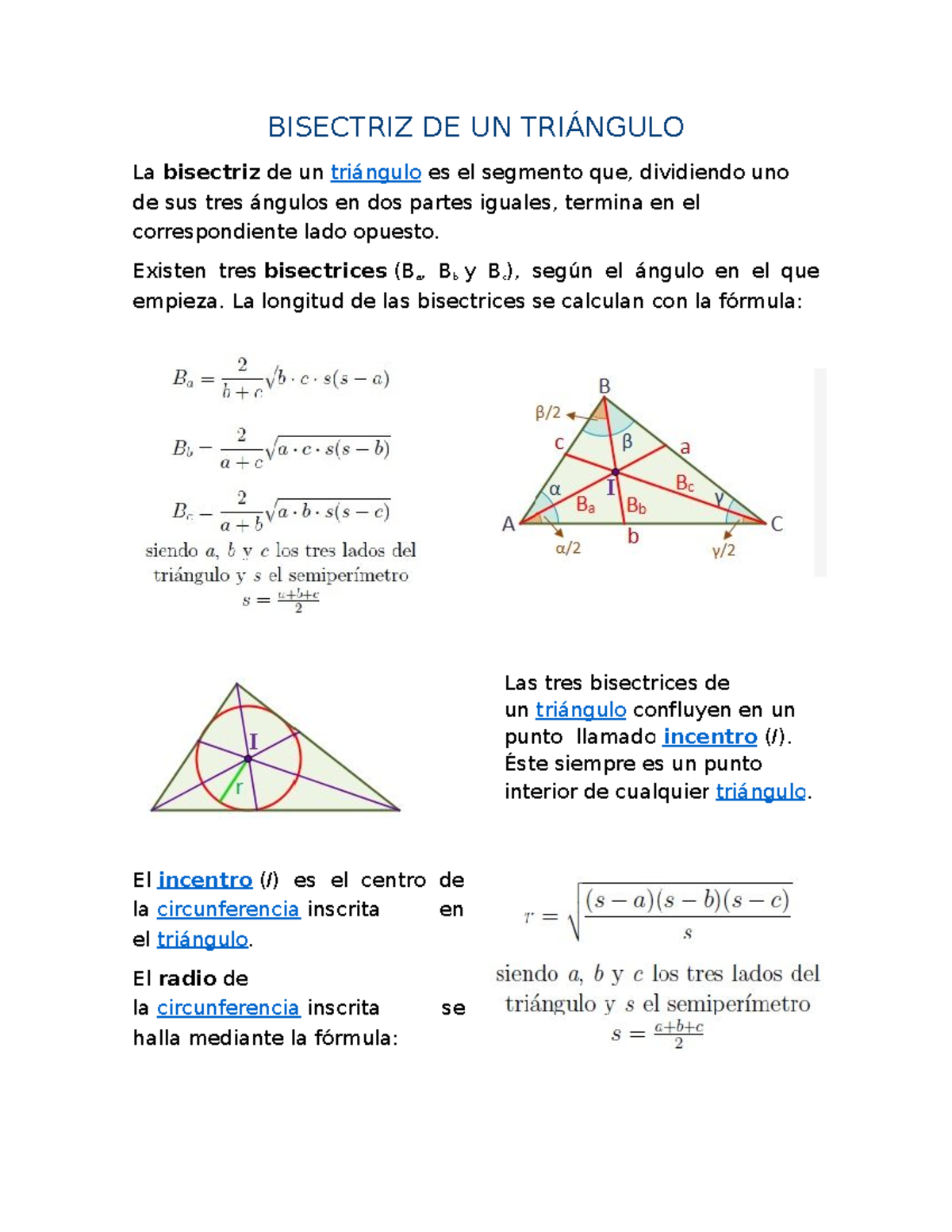 Bisectriz DE UN Triángulo - BISECTRIZ DE UN TRIÁNGULO La bisectriz de ...