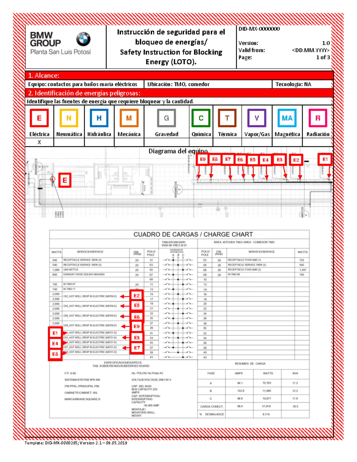 FORM LOTO Safety Instruction EN ES contactos baño maria TMO ...