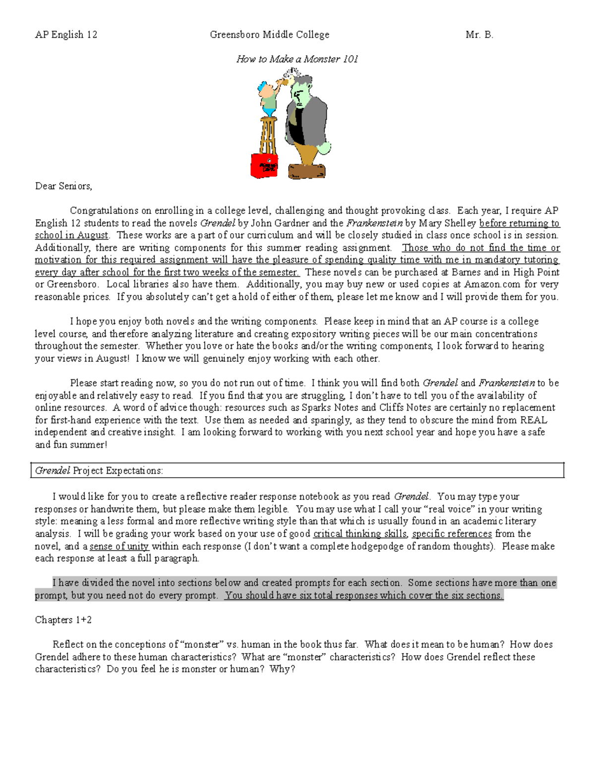 AP Lit Summer Reading Assignment - AP English 12 Greensboro Middle ...