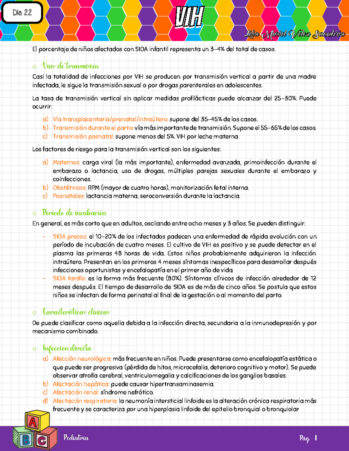 Resumen: VIH (binomio madre e hijo con infección por VIH ). - Resumen ...