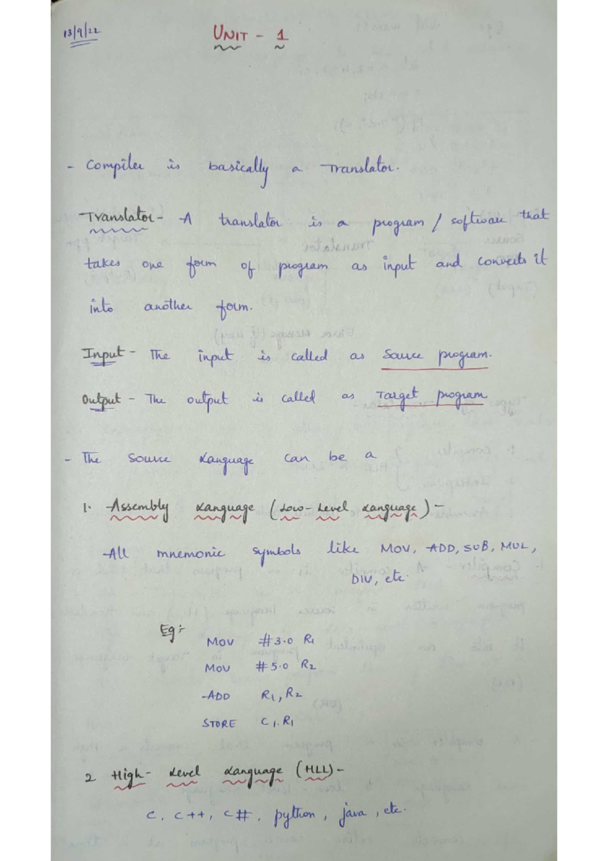 CD UNIT 1 Notes - cd unit 1 - UNIT 1 compiler is basically a Translator ...