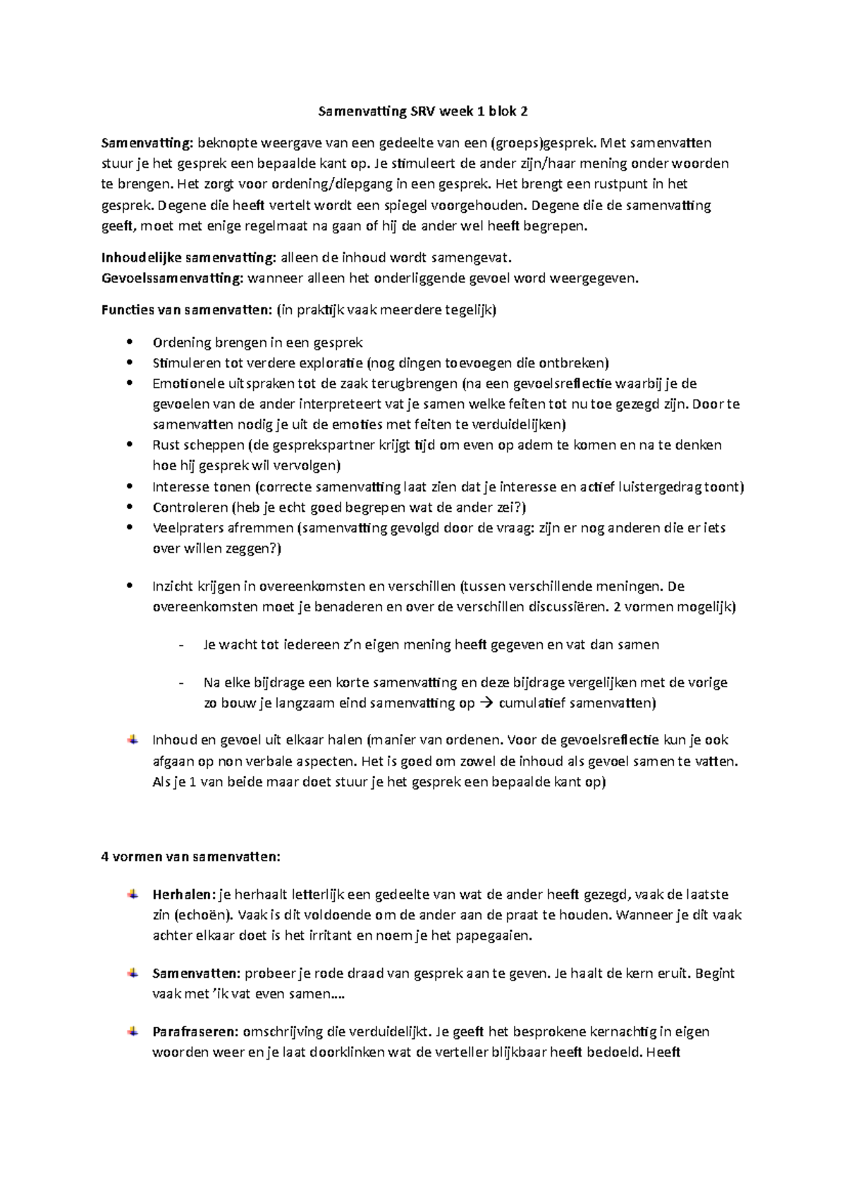 Samenvatting SRV week 1 blok 2 samenvatten - Samenvatting SRV week 1 ...