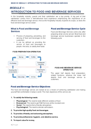 Chapter 1 Introduction to Food and Beverage Services - MODULE 1 ...
