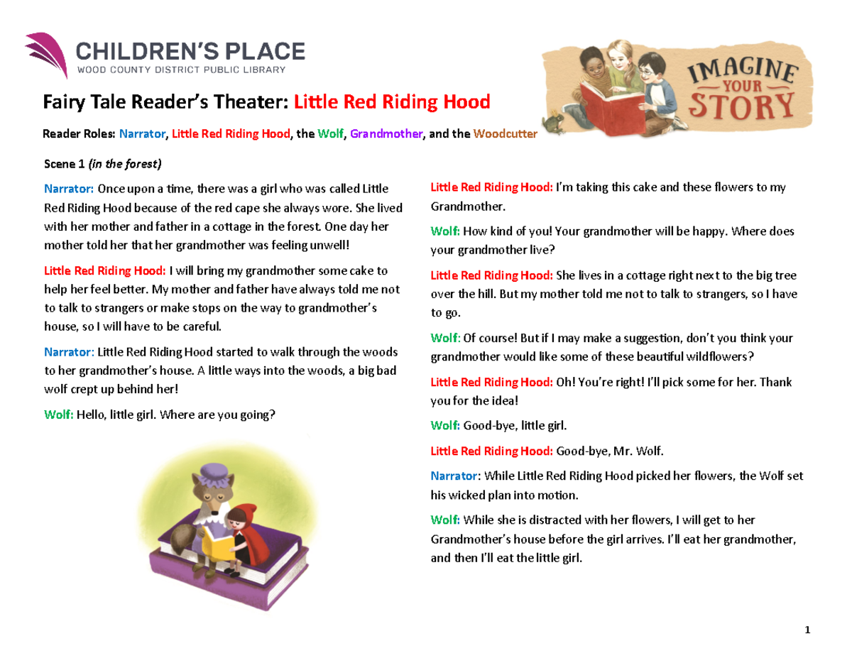 Little Red Riding Hood Readers Theatre - 1 Fairy Tale Reader’s Theater ...
