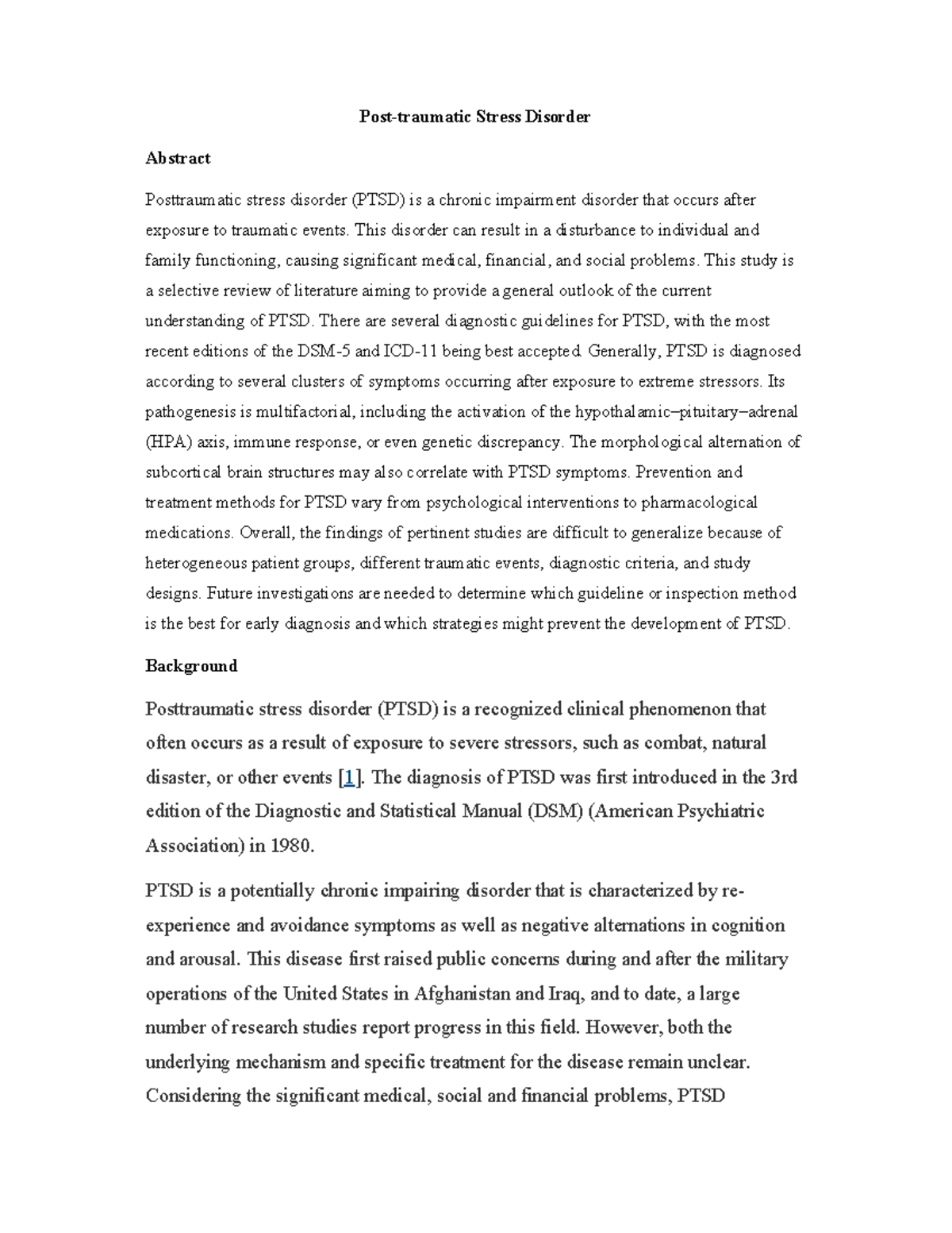 Post-traumatic stress disorder - Post-traumatic Stress Disorder ...