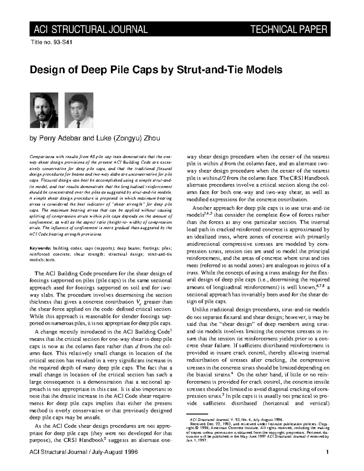 Pile Cap - ACI Structural Journal, V. 93, No. 4, July-August 1996 ...