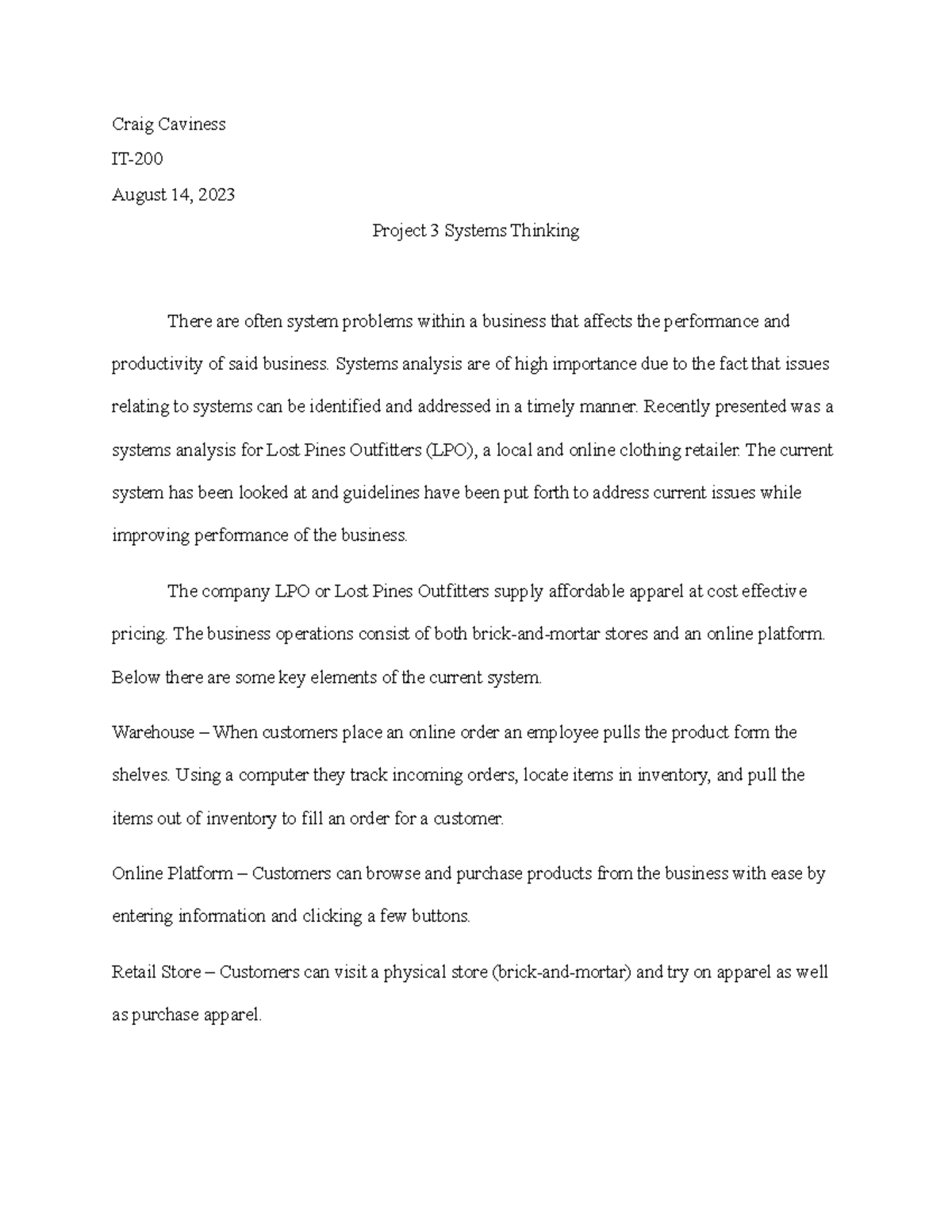 Caviness Project 3 - Craig Caviness IT- August 14, 2023 Project 3 ...