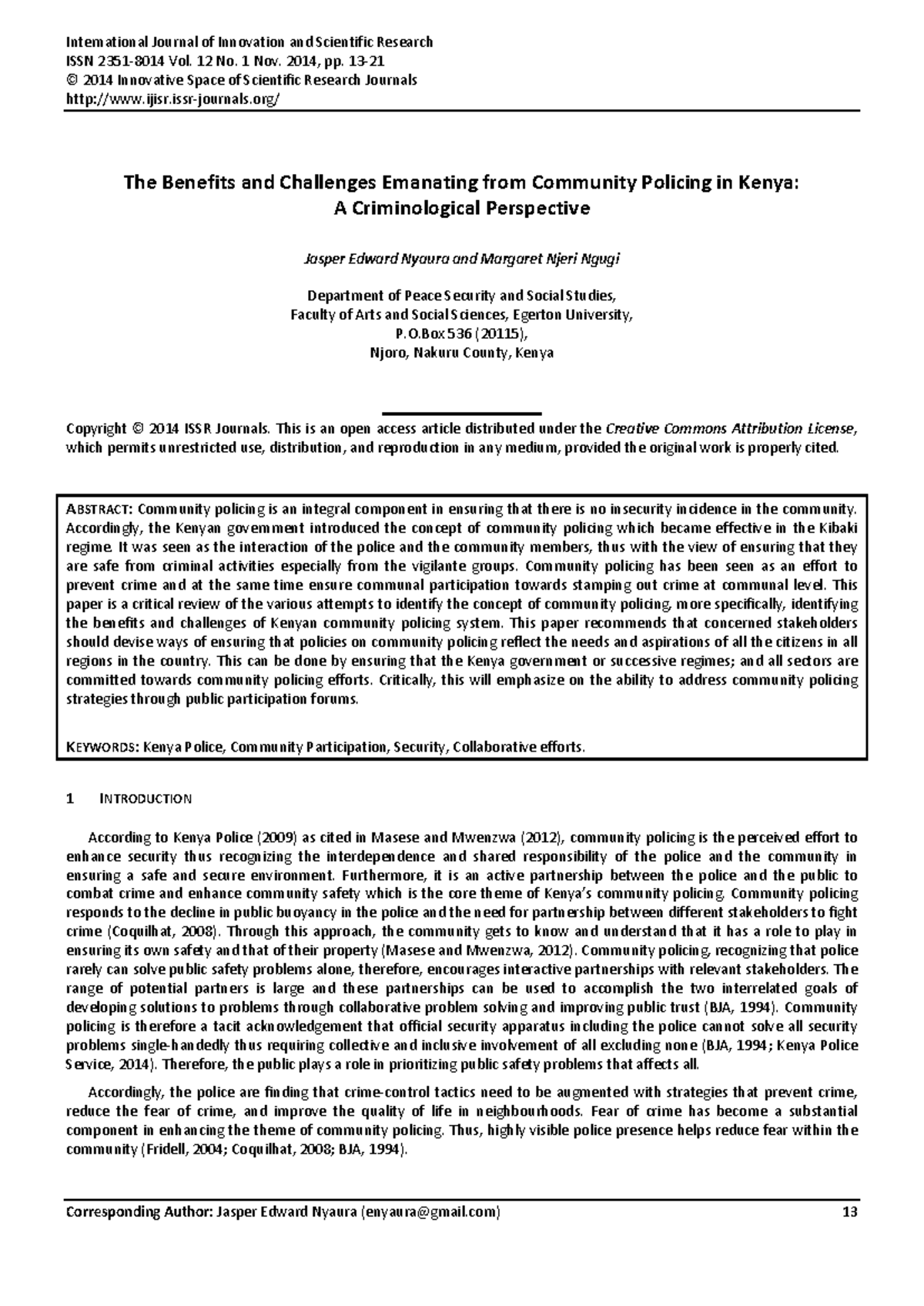 The Benefits and Challenges Emanating fr - International Journal of ...