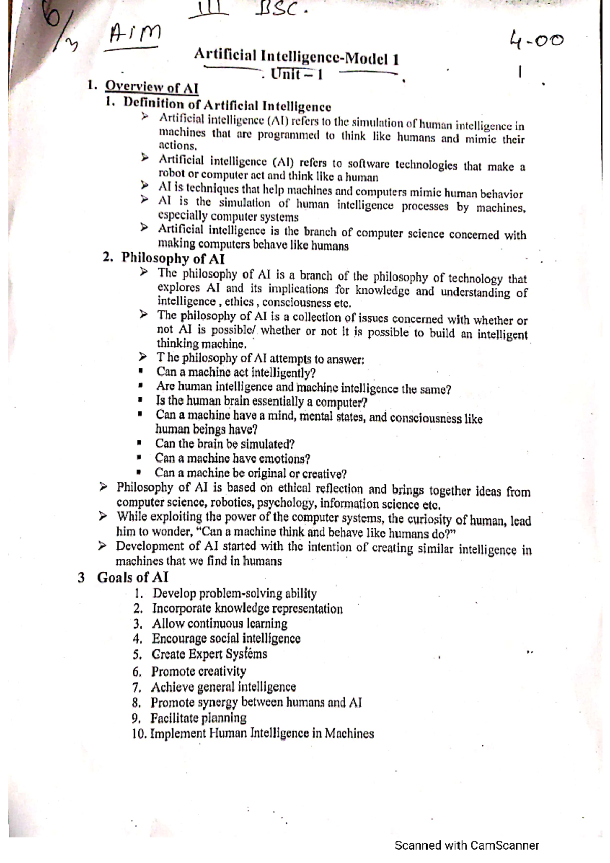 Sec AI for BBA bca bcom ba - Bachulore of computer applications - Studocu