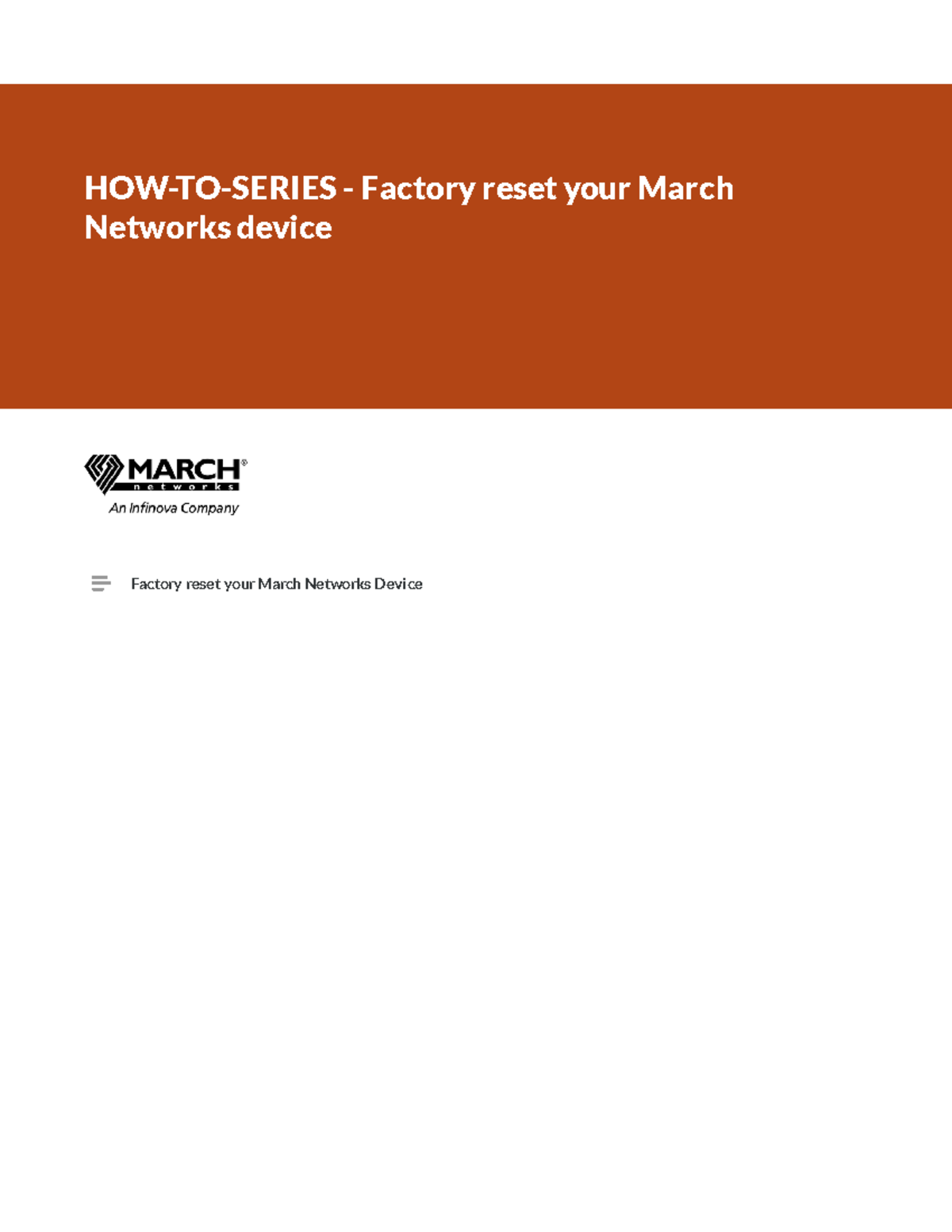How to series factory reset your march networks device 7Nvrgn Pd ...