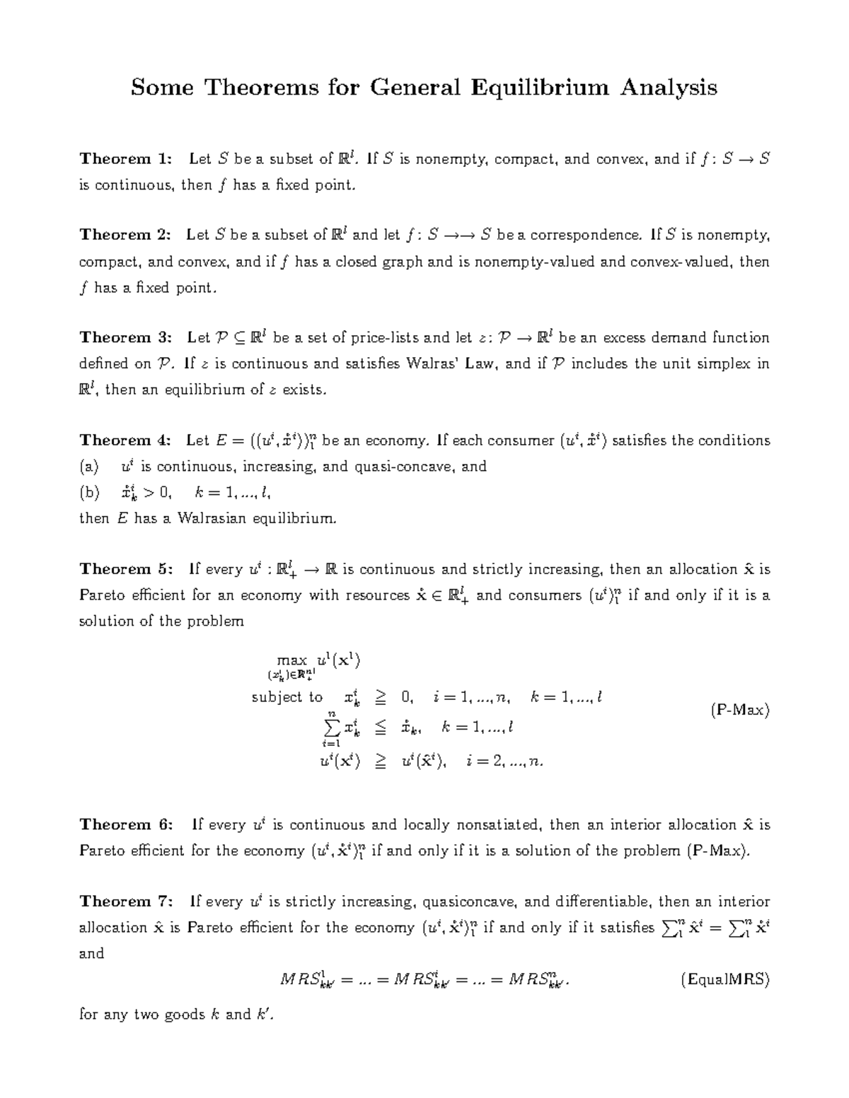 GETheorems - Reader - Some Theorems for General Equilibrium Analysis ...