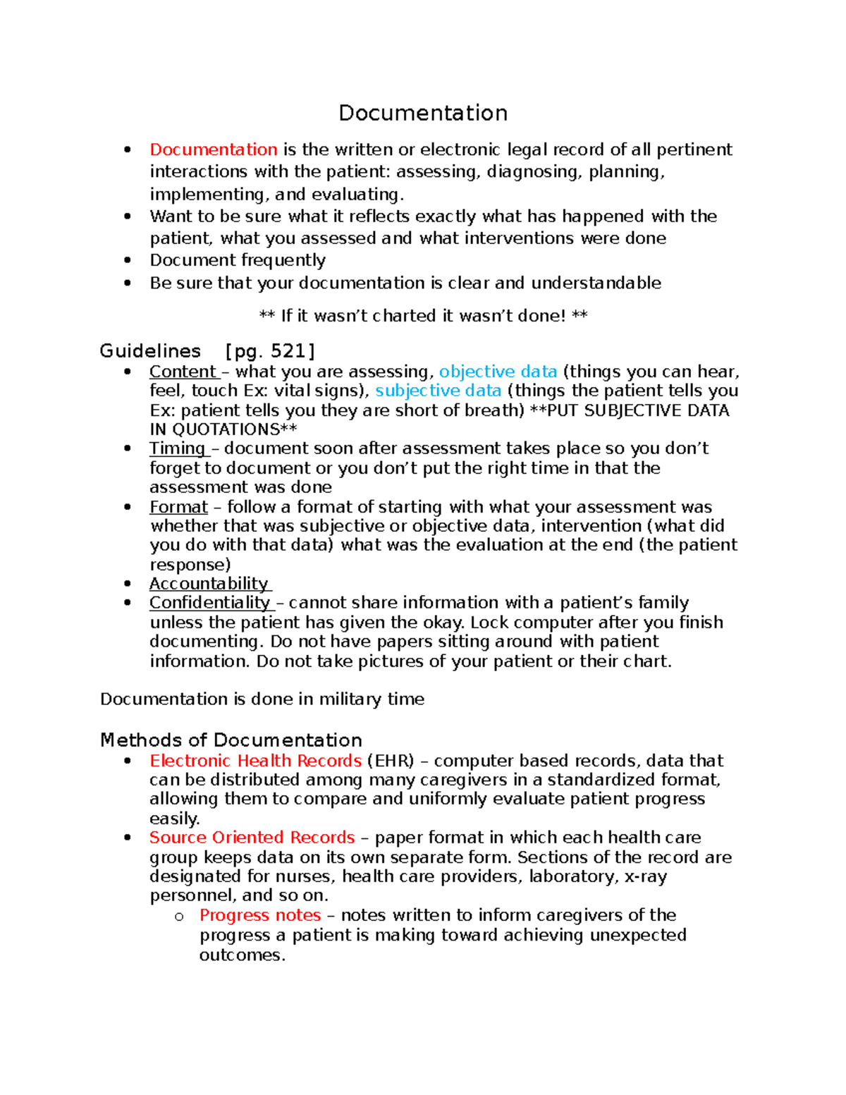 Documentation notes from PP - Documentation Documentation is the ...