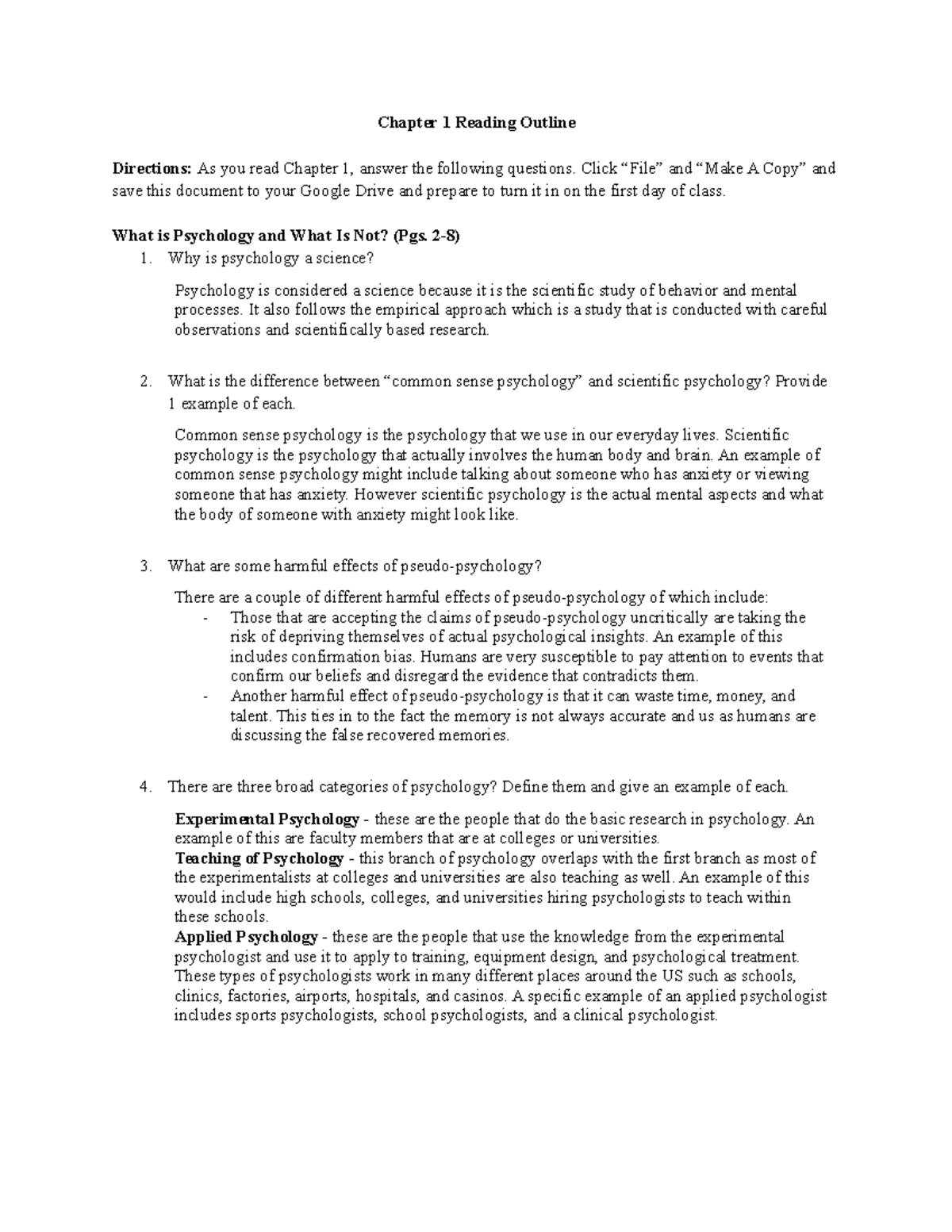 Chapter 1 Reading Outline - Summer - Chapter 1 Reading Outline ...