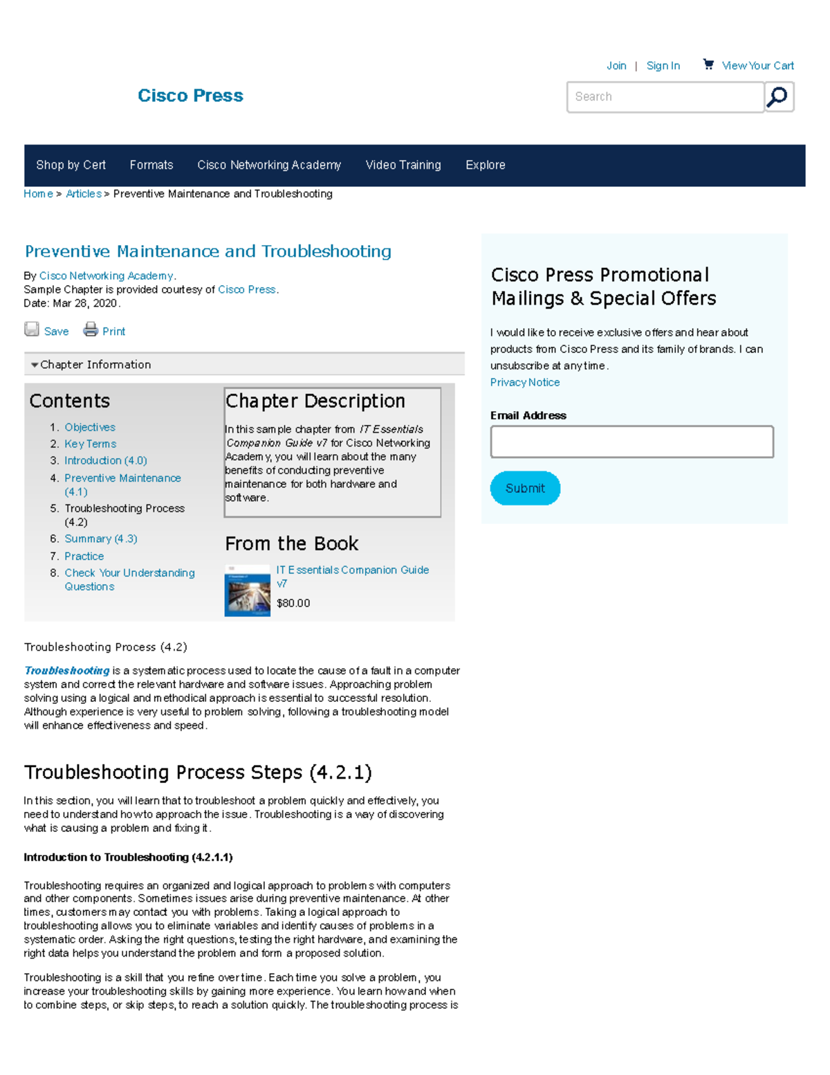 Troubleshooting Process (4.2) Preventive Mainte… - Cisco Press Join ...