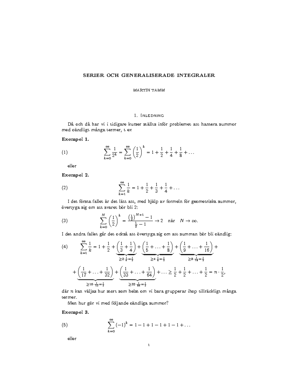 Serierochgenint 5 - material från MM5010 - SERIER OCH GENERALISERADE ...