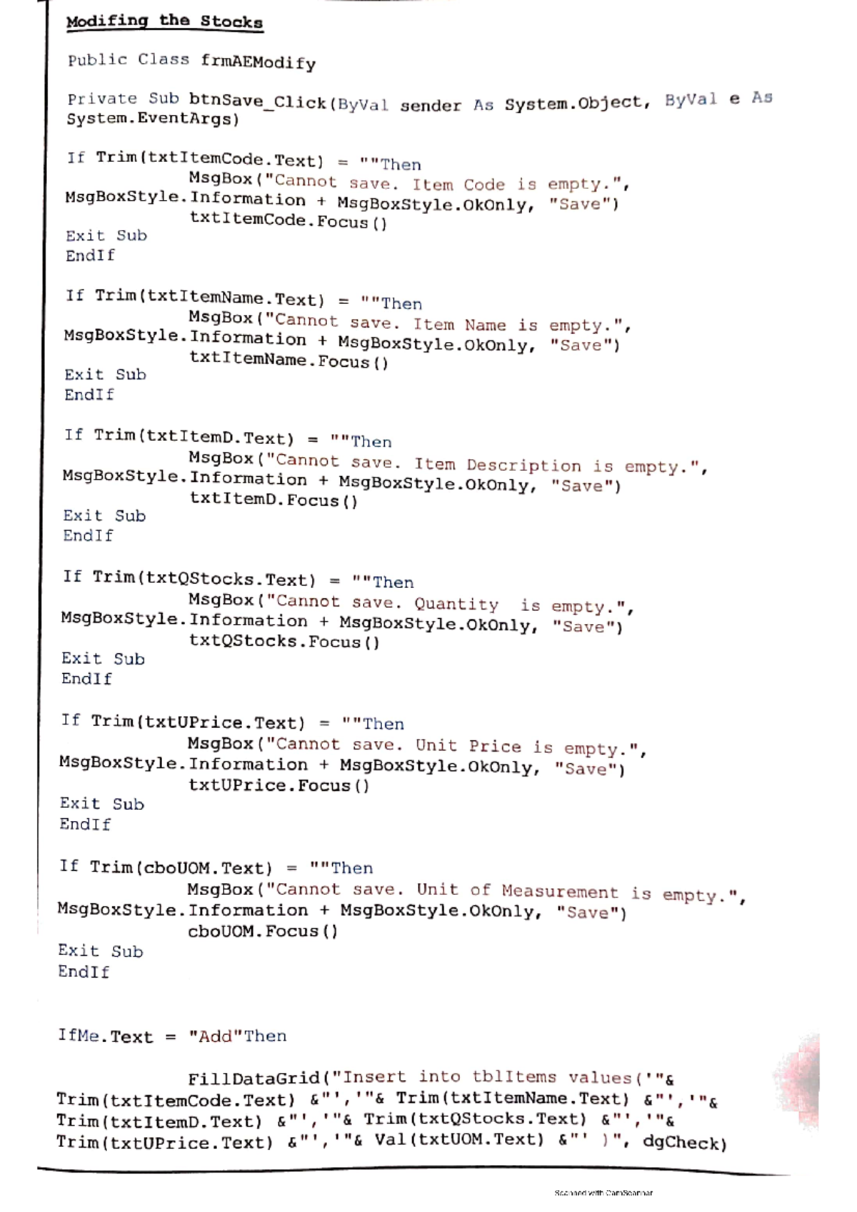 VB.net code for saving records - Computer Science - Studocu