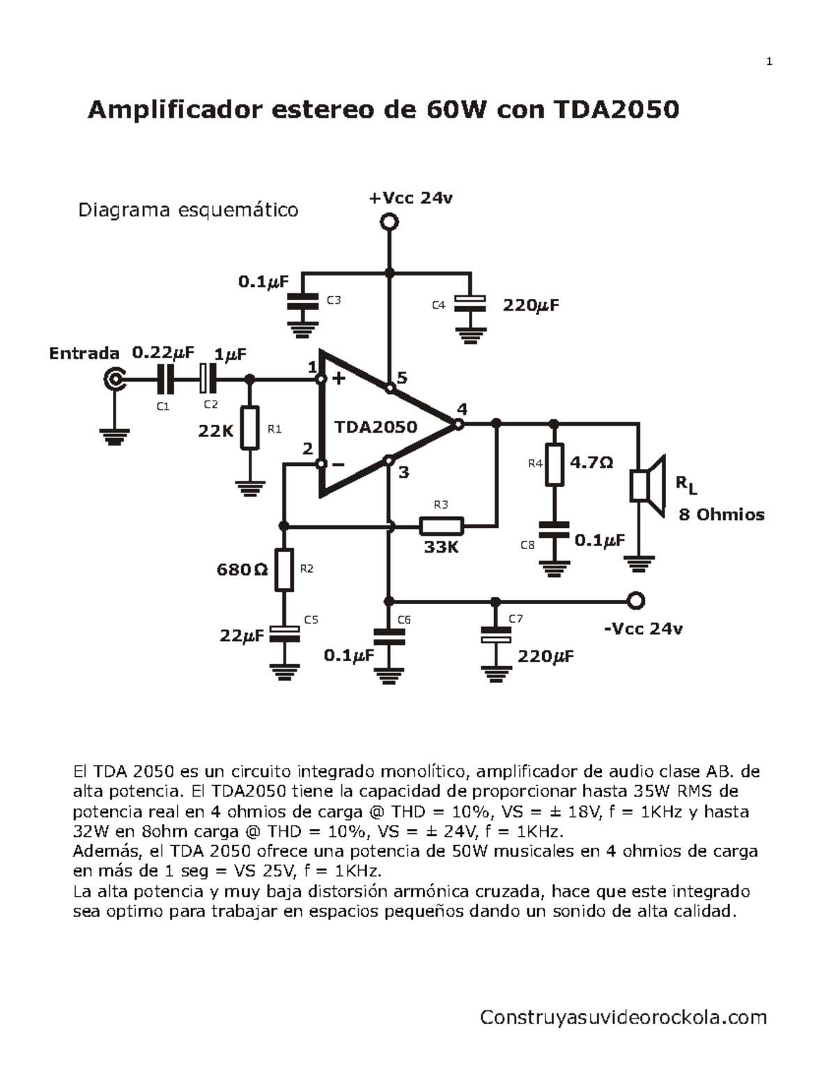 Tda2050 - …………… - Amplificador estereo de 60W con TDA El TDA 2050 es un ...