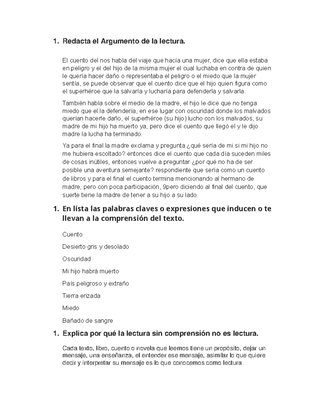 Valenzueela Ronny. Unidad 2. Actividad 1. La Lectura y sus Tipos - 1. Redacta el Argumento de la ...